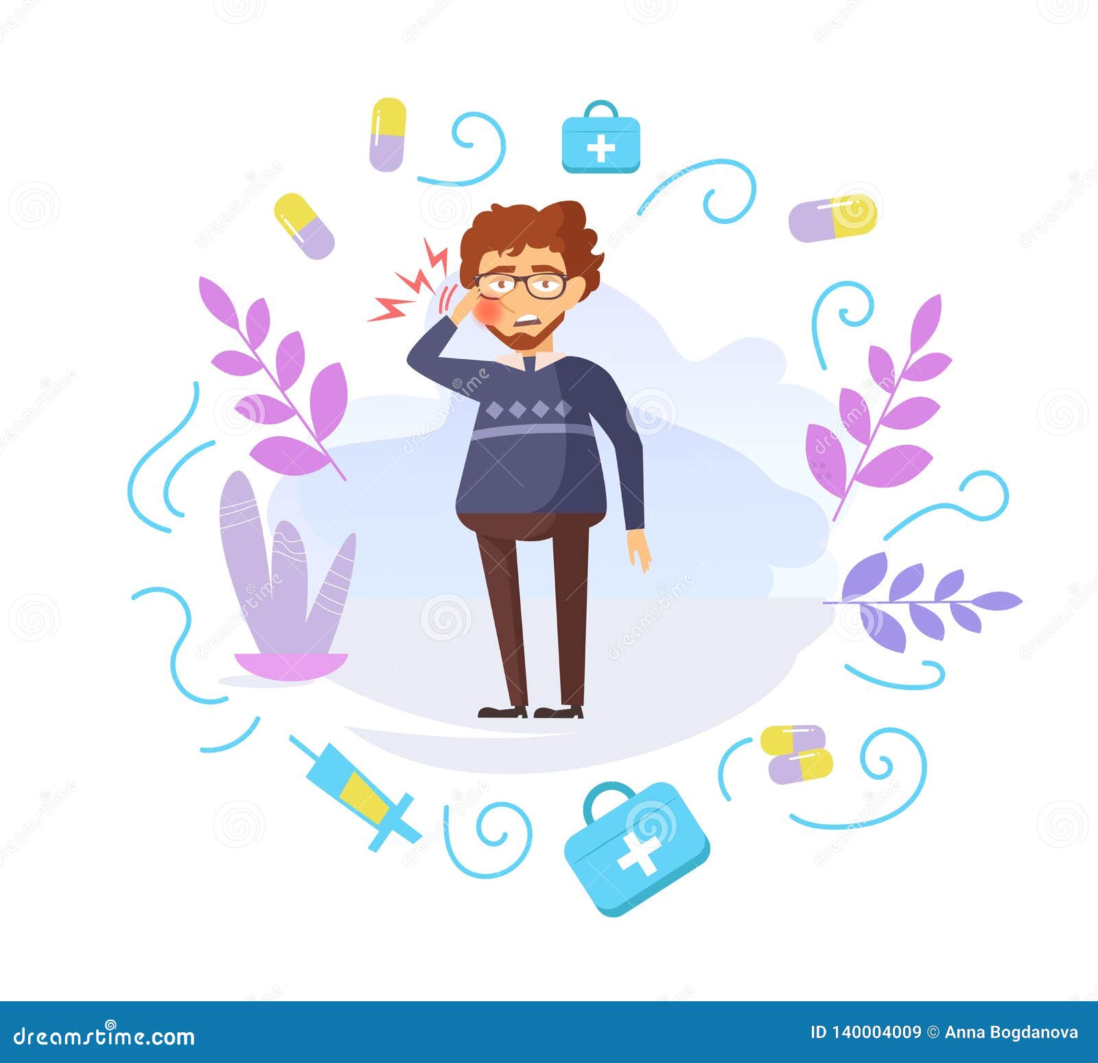 Man With Acute Toothache Vector. Cartoon. Isolated Art On White ...