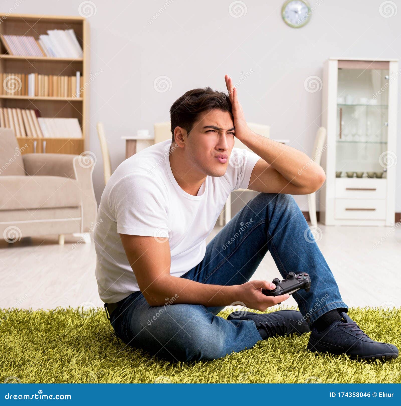 Man Addicted To Computer Games Stock Photo - Image of leisure, internet ...