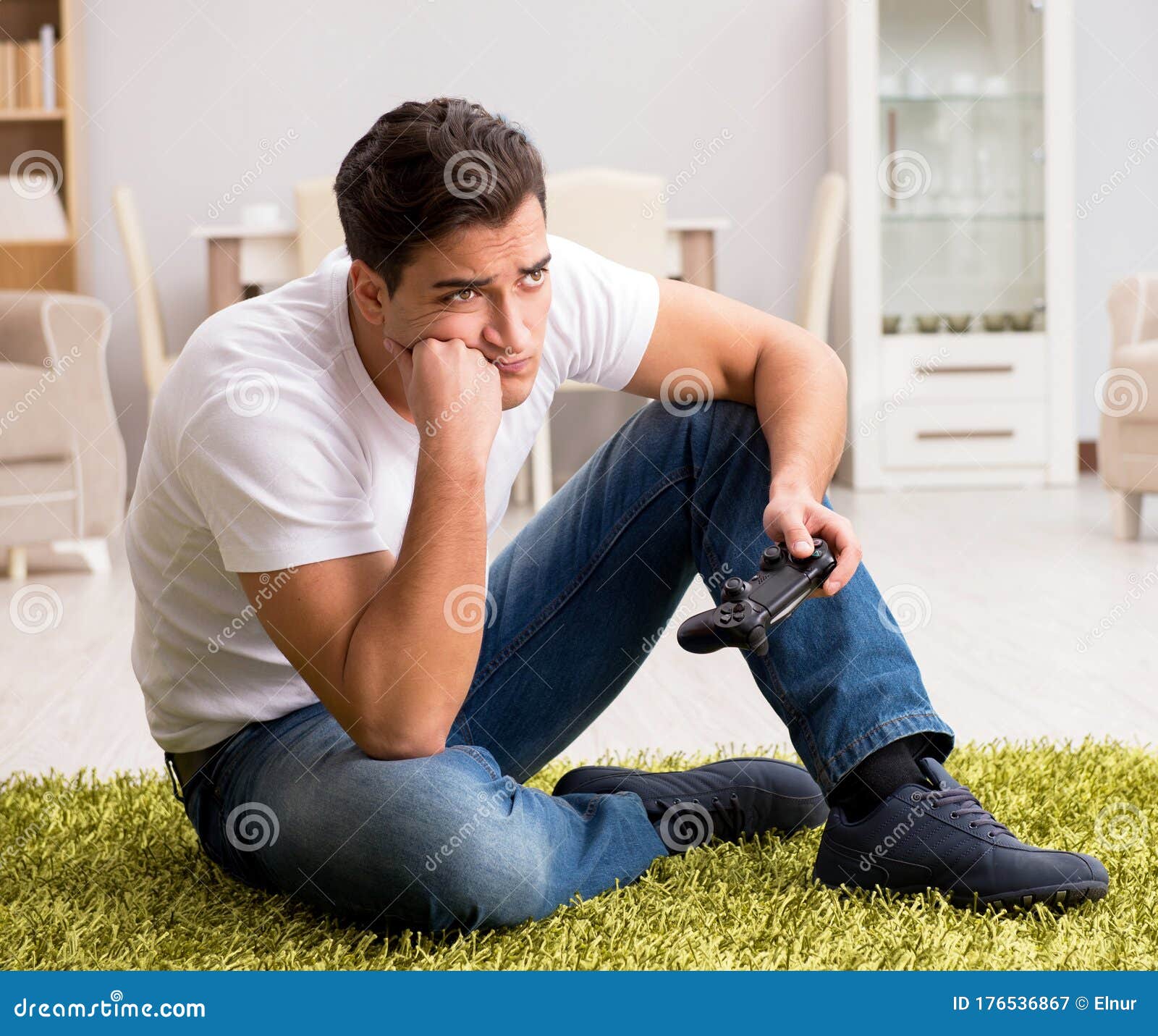 Man Addicted To Computer Games Stock Image - Image of addiction ...