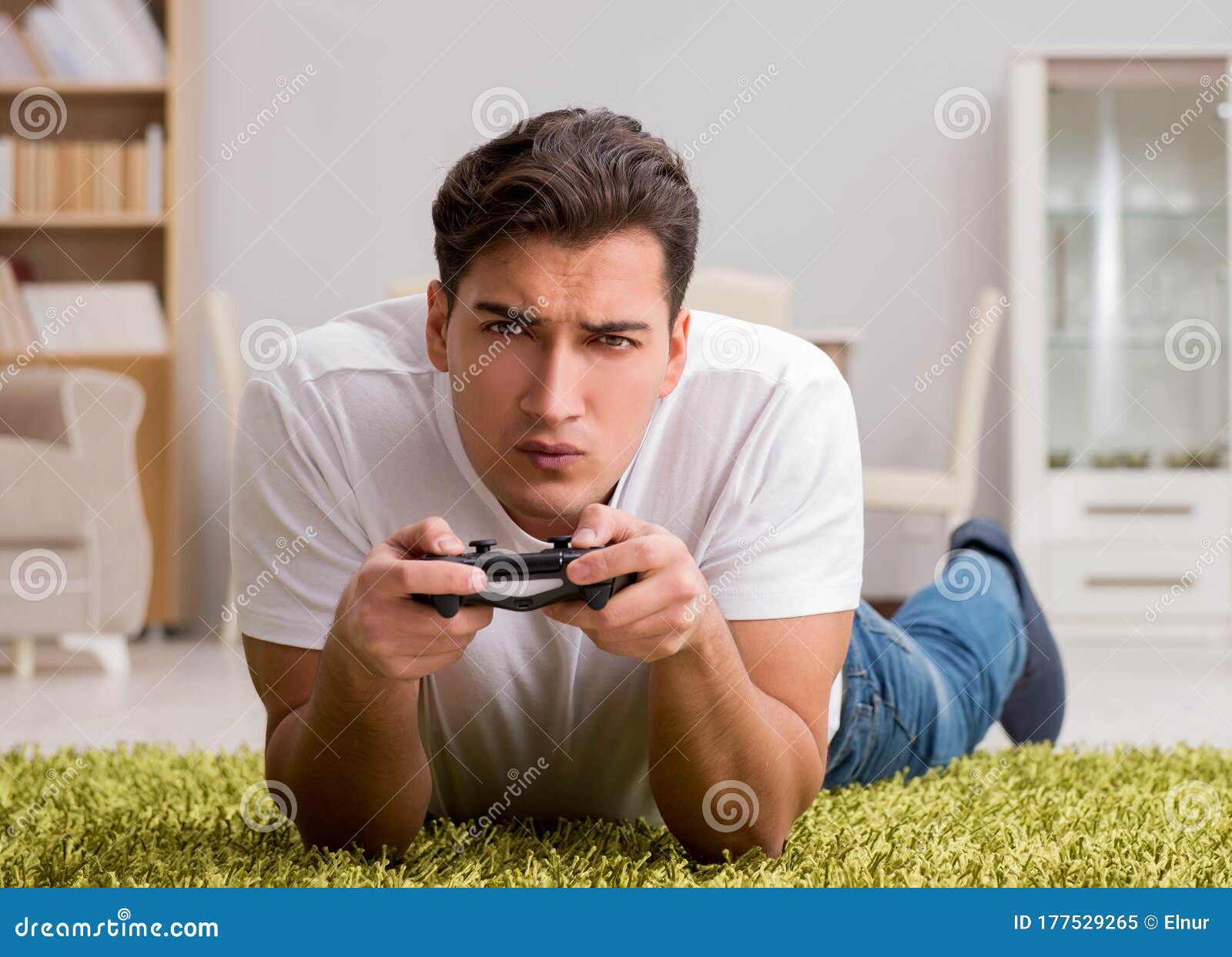 Man Addicted To Computer Games Stock Image - Image of console, driving ...