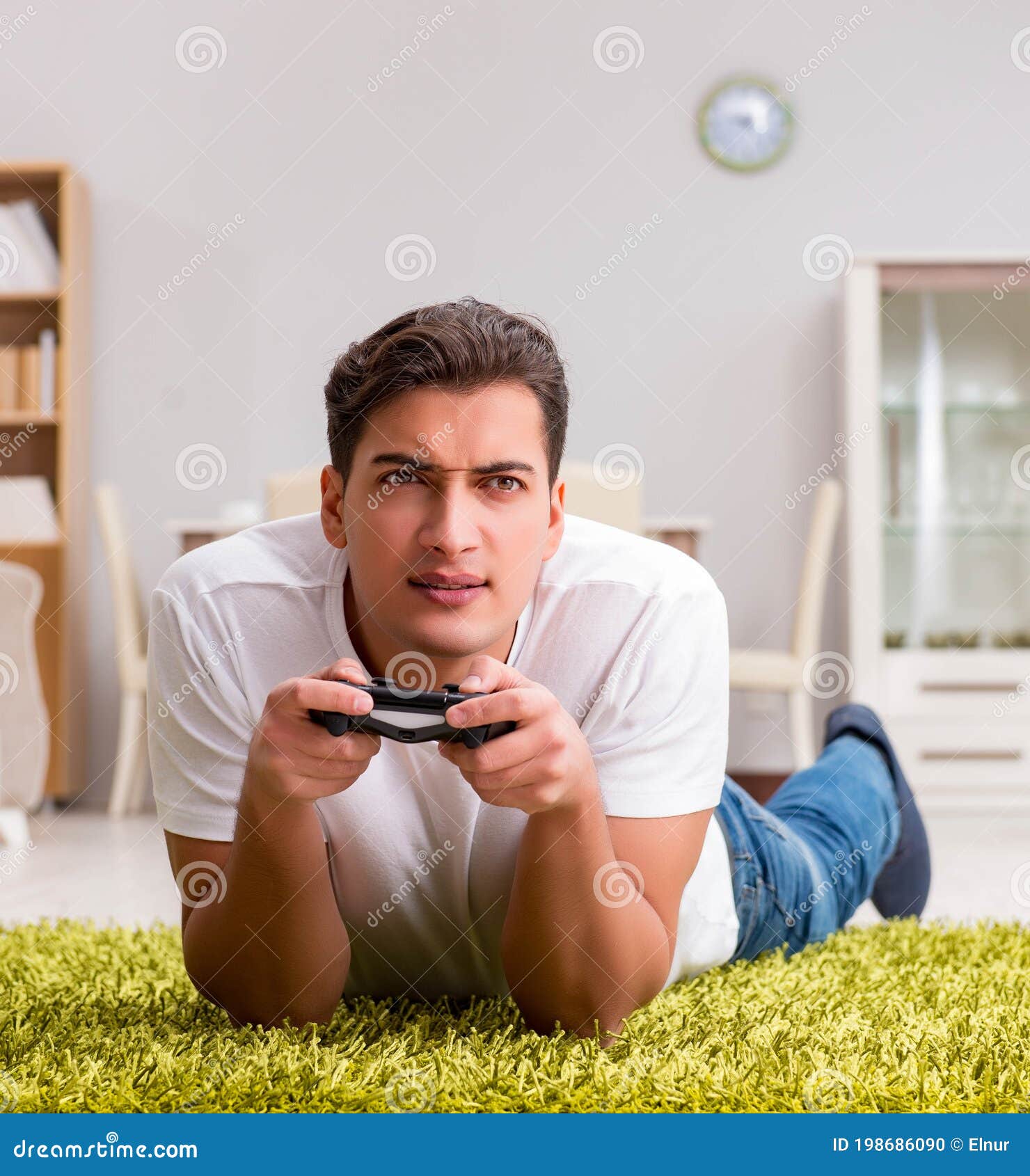 Man Addicted To Computer Games Stock Photo - Image of excited, control ...