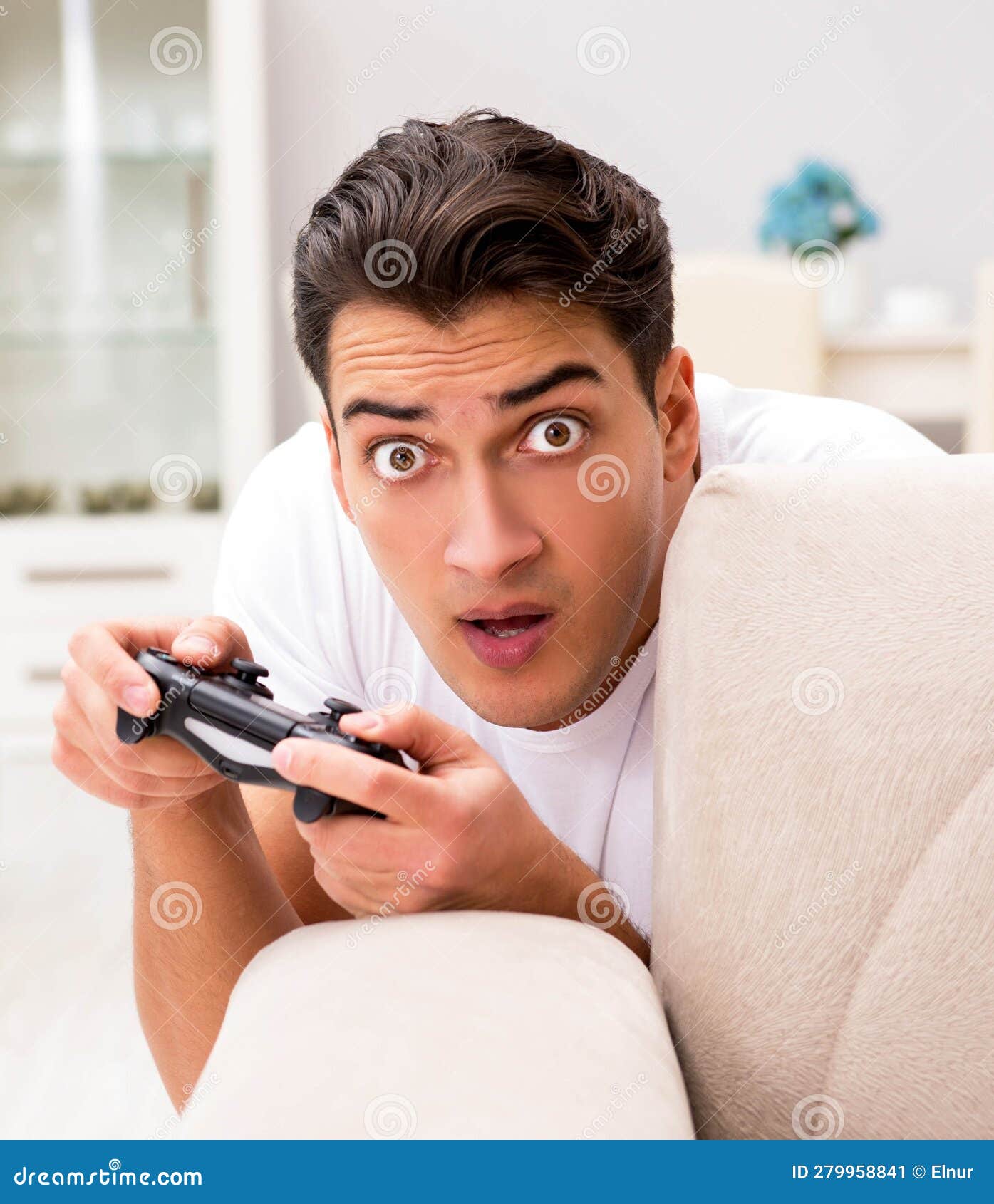 Man Addicted To Computer Games Stock Image - Image of desktop, control ...