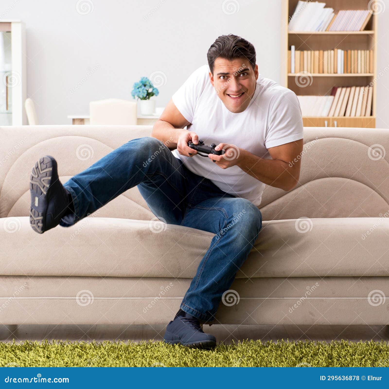 Man Addicted To Computer Games Stock Photo - Image of electronic ...