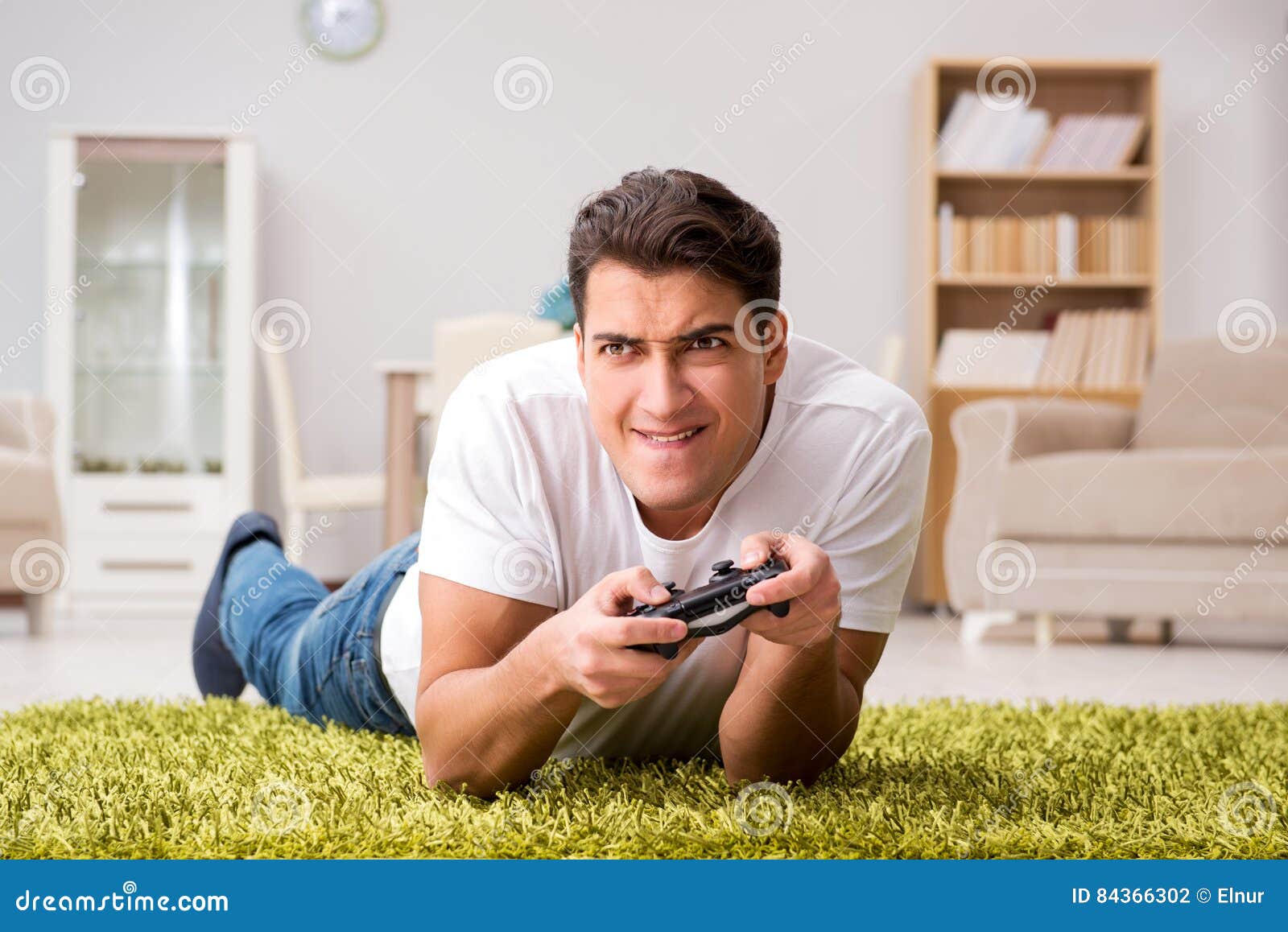The Man Addicted To Computer Games Stock Photo - Image of hobbies, game ...