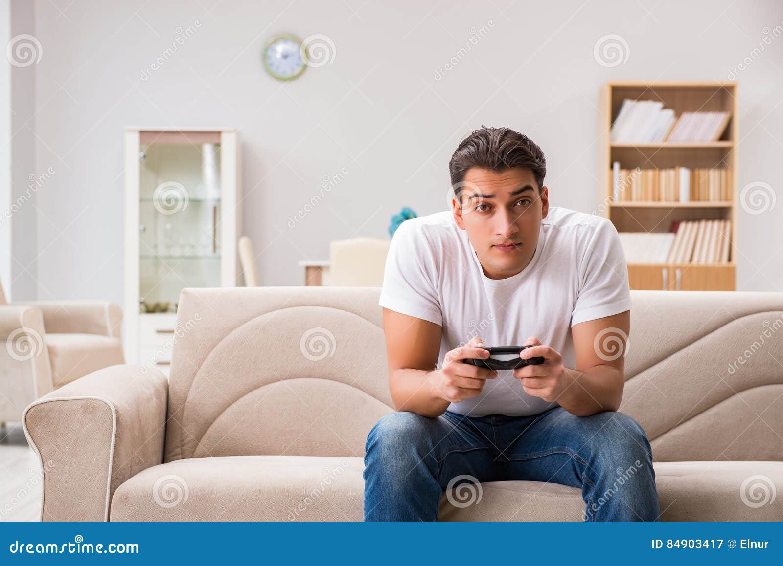 The Man Addicted To Computer Games Stock Image - Image of computer ...