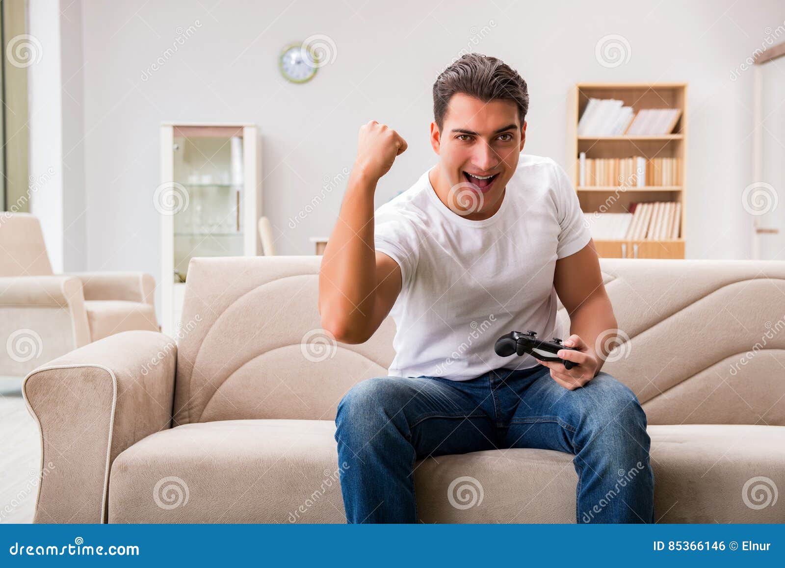The Man Addicted To Computer Games Stock Photo - Image of monitor ...