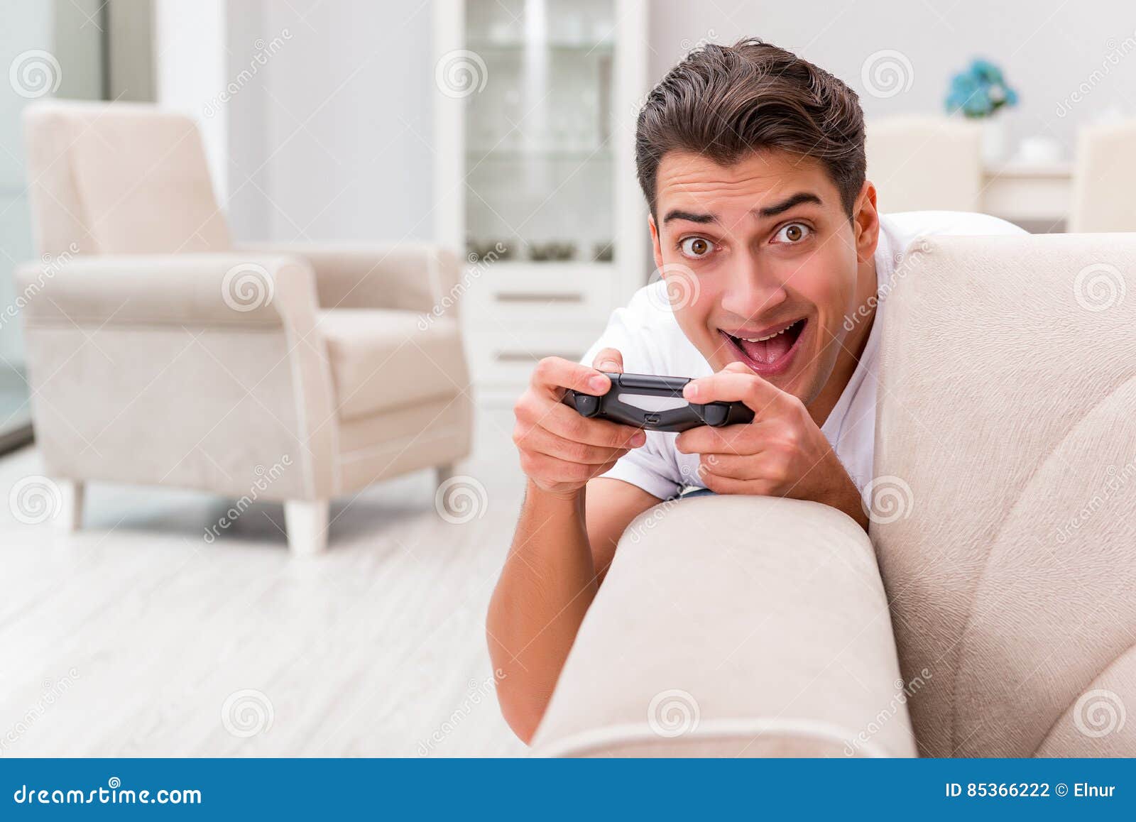 The Man Addicted To Computer Games Stock Photo - Image of hobbies ...