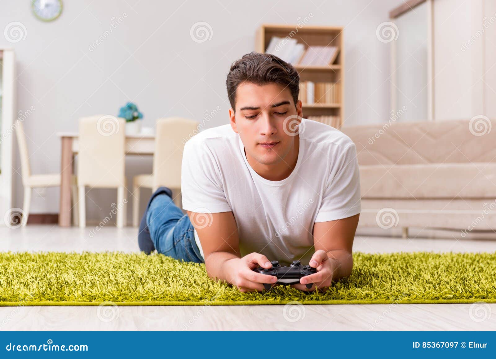 The Man Addicted To Computer Games Stock Image - Image of digital ...