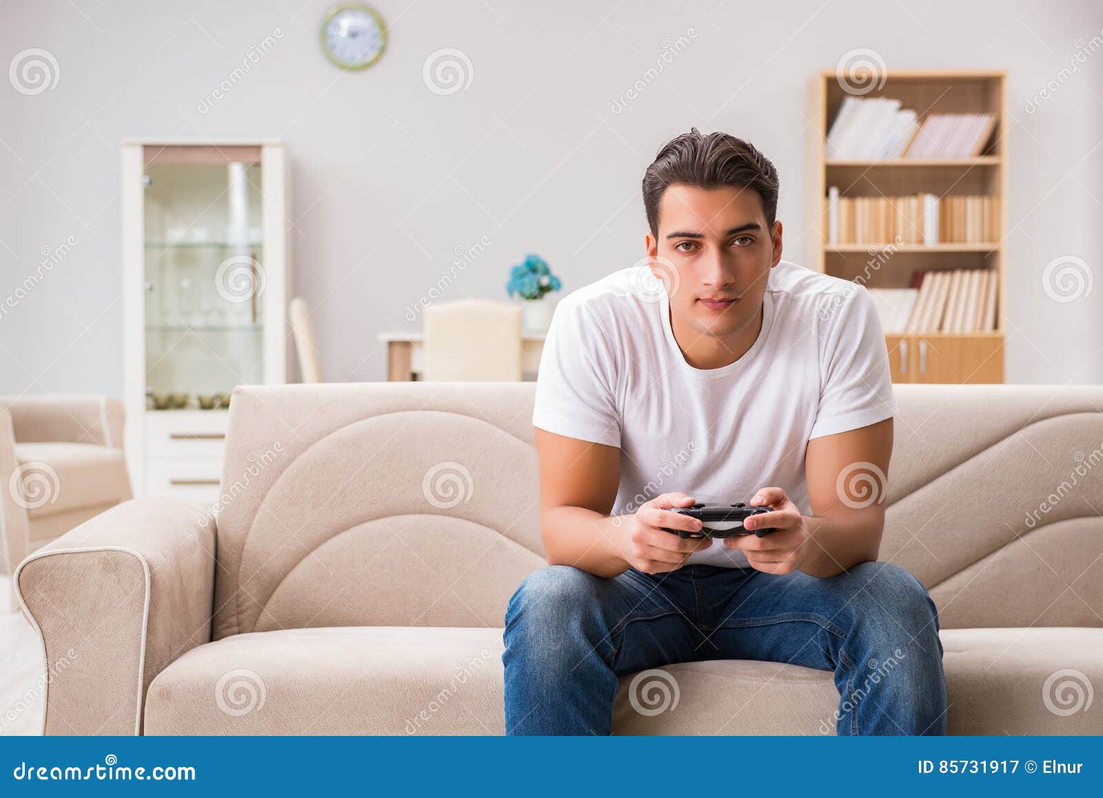 The Man Addicted To Computer Games Stock Image - Image of computer ...