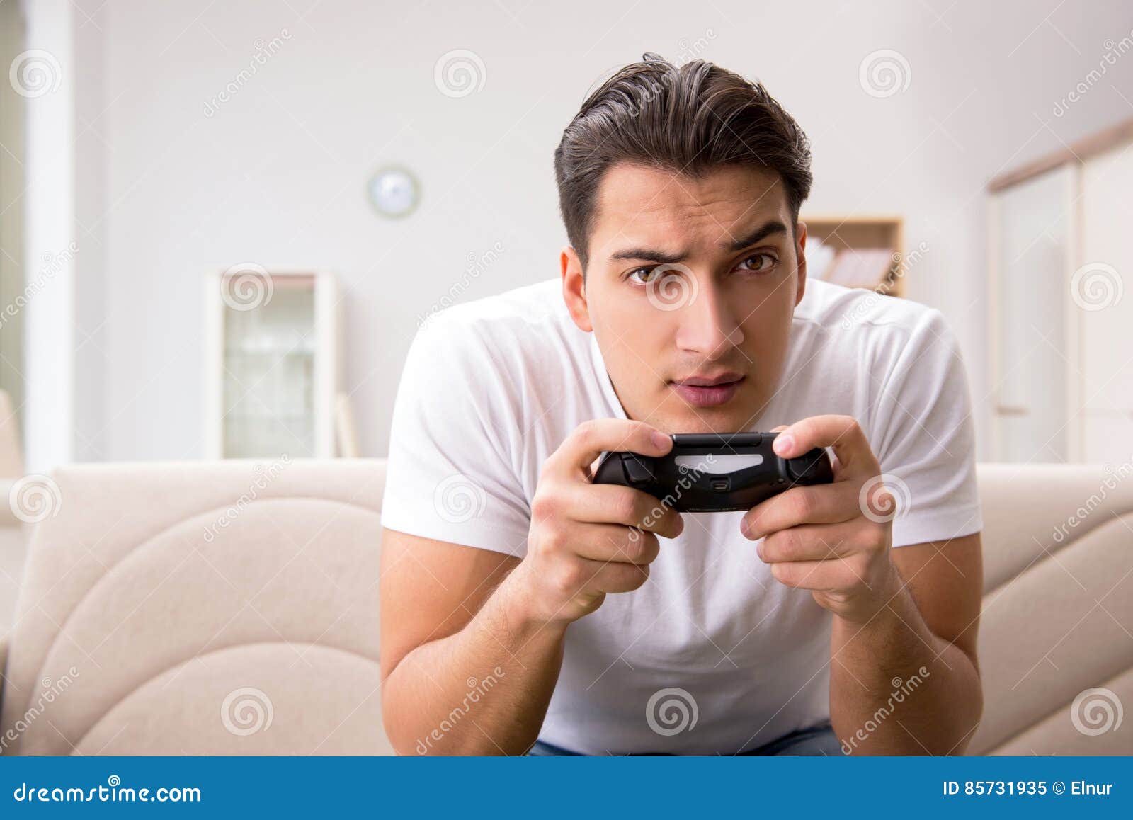 The Man Addicted To Computer Games Stock Image - Image of leisure ...