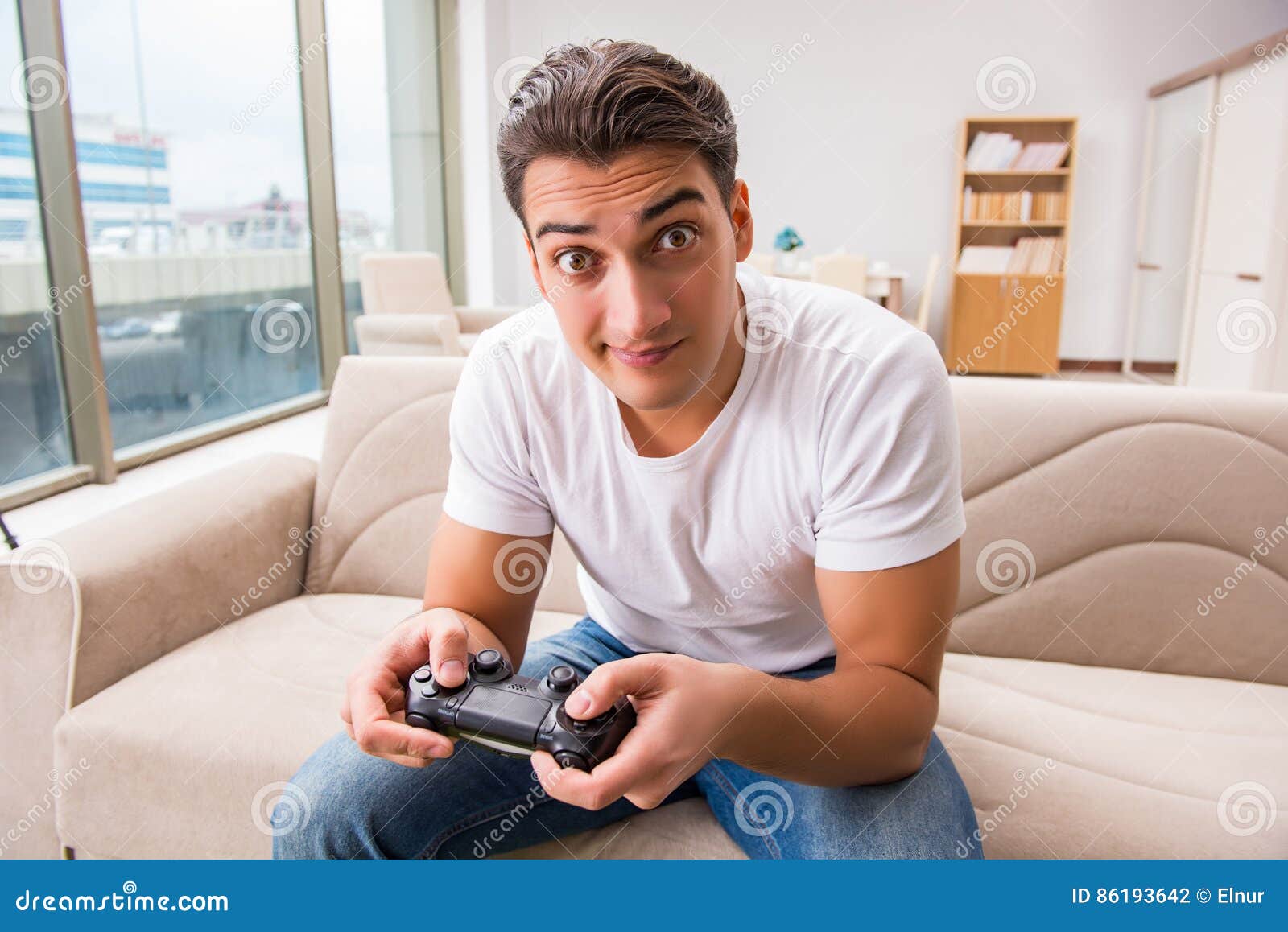 The Man Addicted To Computer Games Stock Photo - Image of internet ...