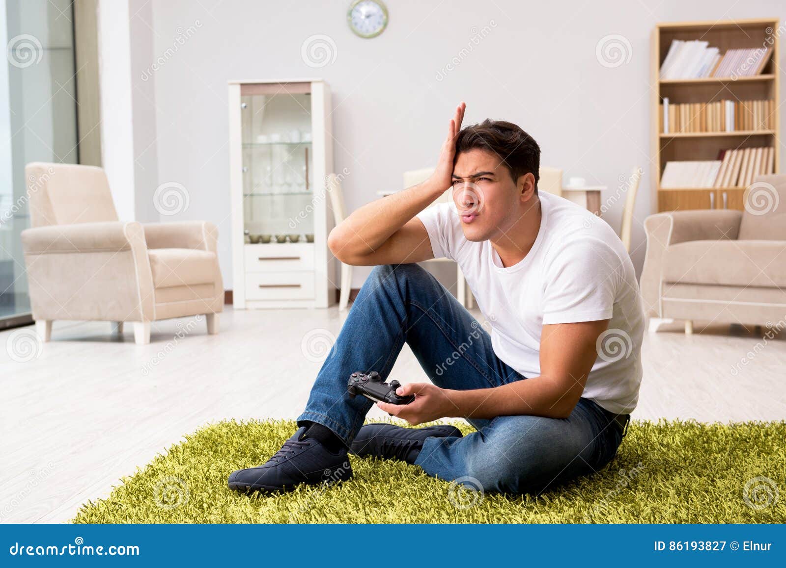 The Man Addicted To Computer Games Stock Image - Image of button ...