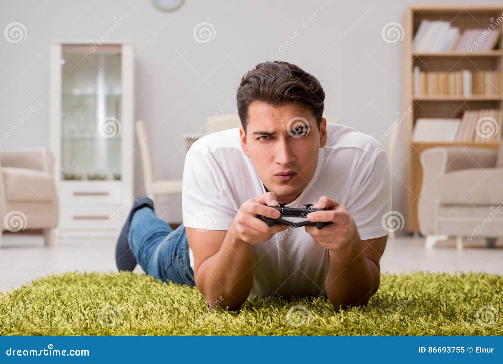 The Man Addicted To Computer Games Stock Image - Image of driving ...