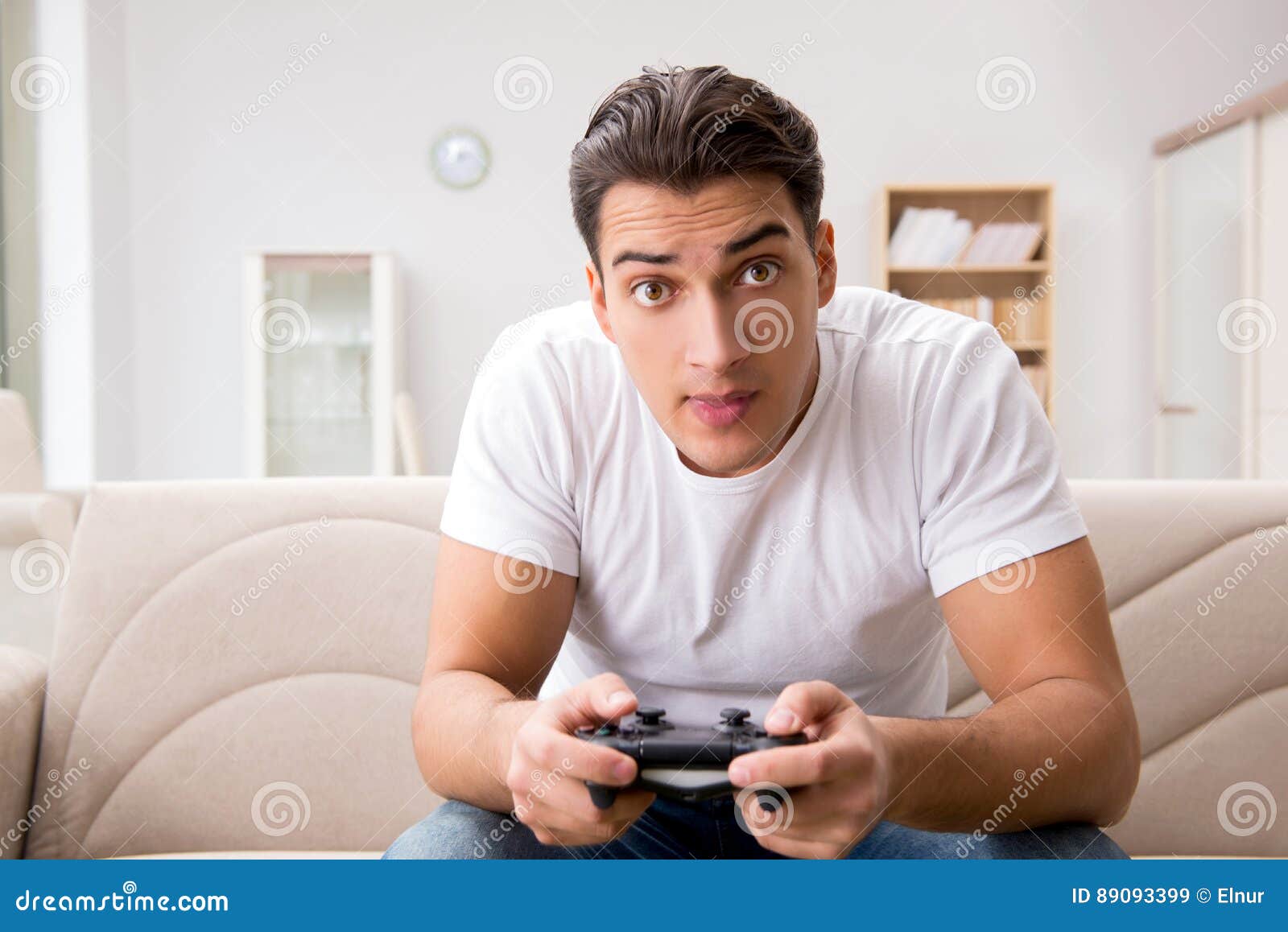 The Man Addicted To Computer Games Stock Image - Image of controller ...