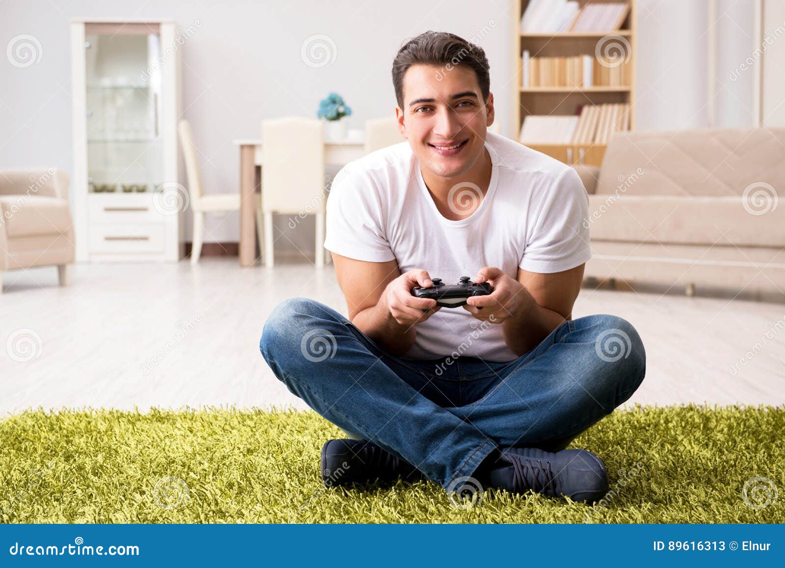 The Man Addicted To Computer Games Stock Image - Image of online, couch ...