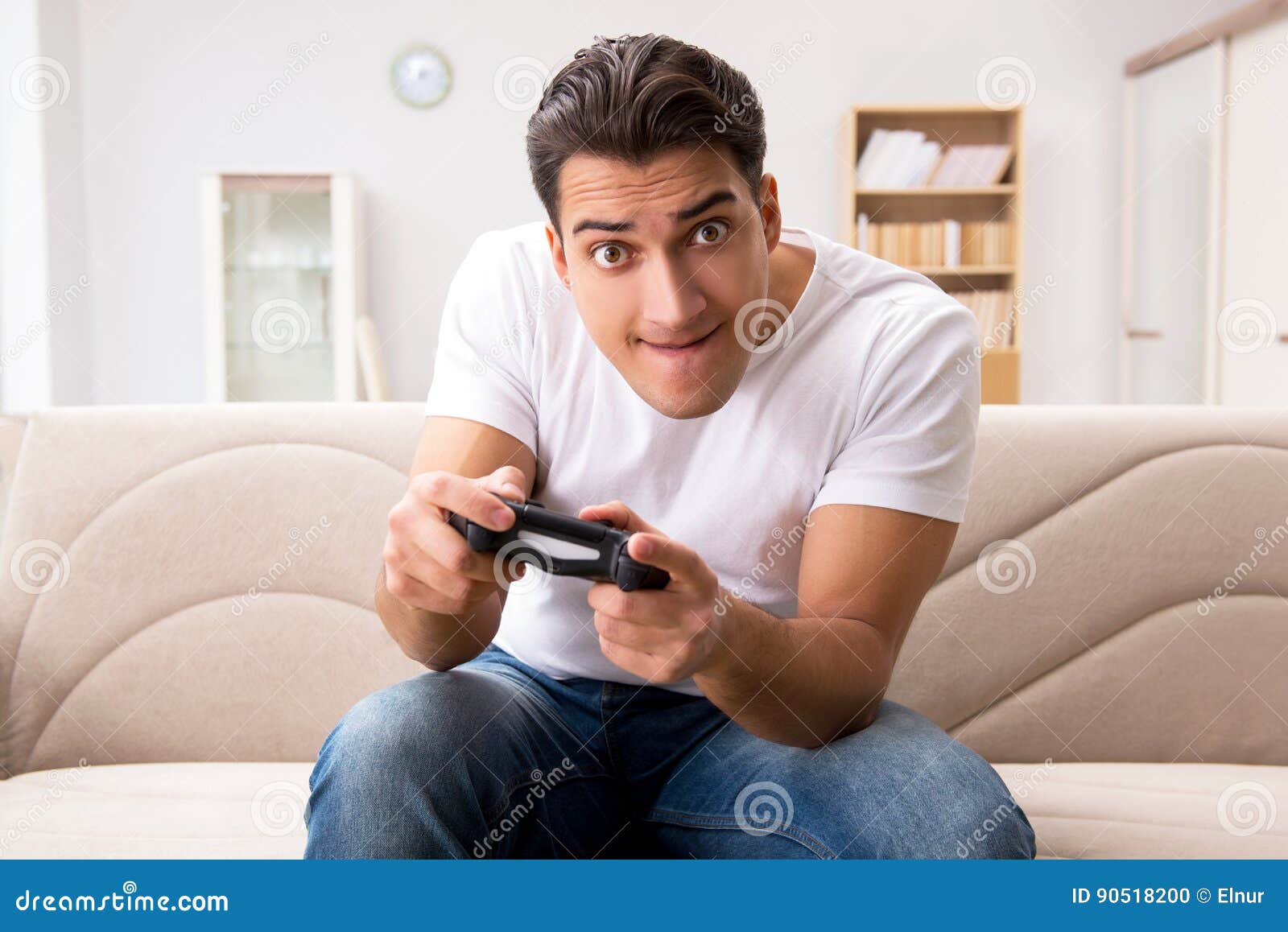 The Man Addicted To Computer Games Stock Photo - Image of joystick ...
