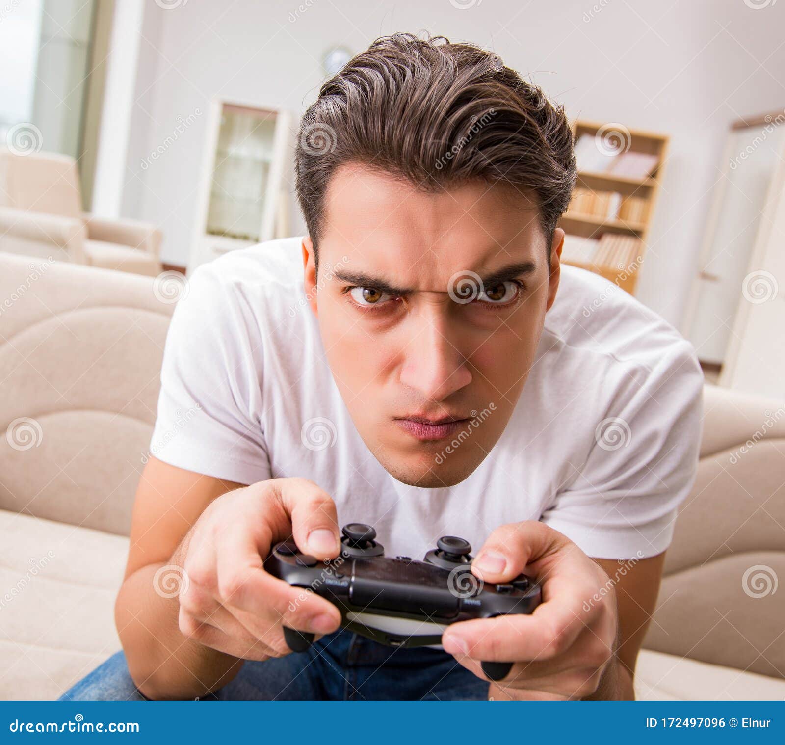 Man Addicted To Computer Games Stock Photo - Image of game, digital ...
