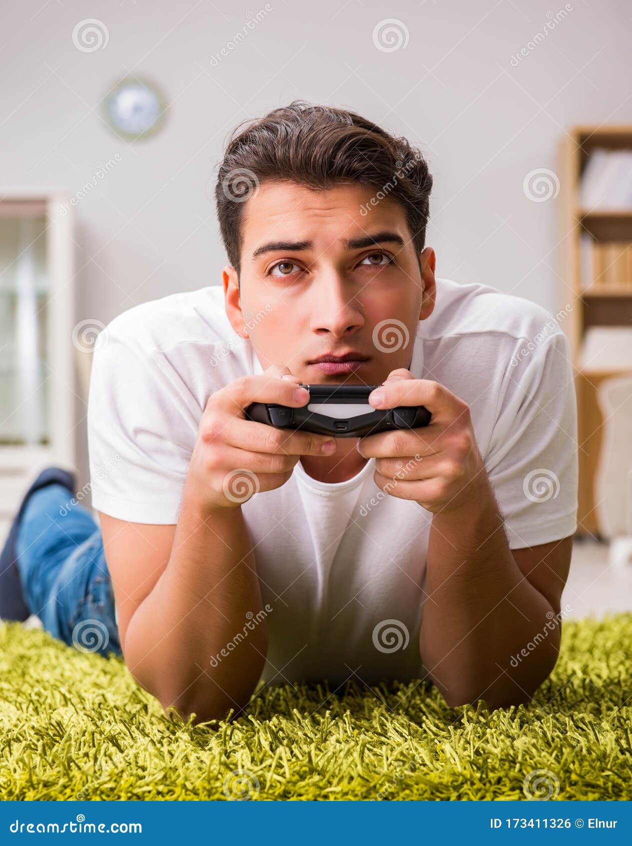 Man Addicted To Computer Games Stock Photo - Image of addict, game ...