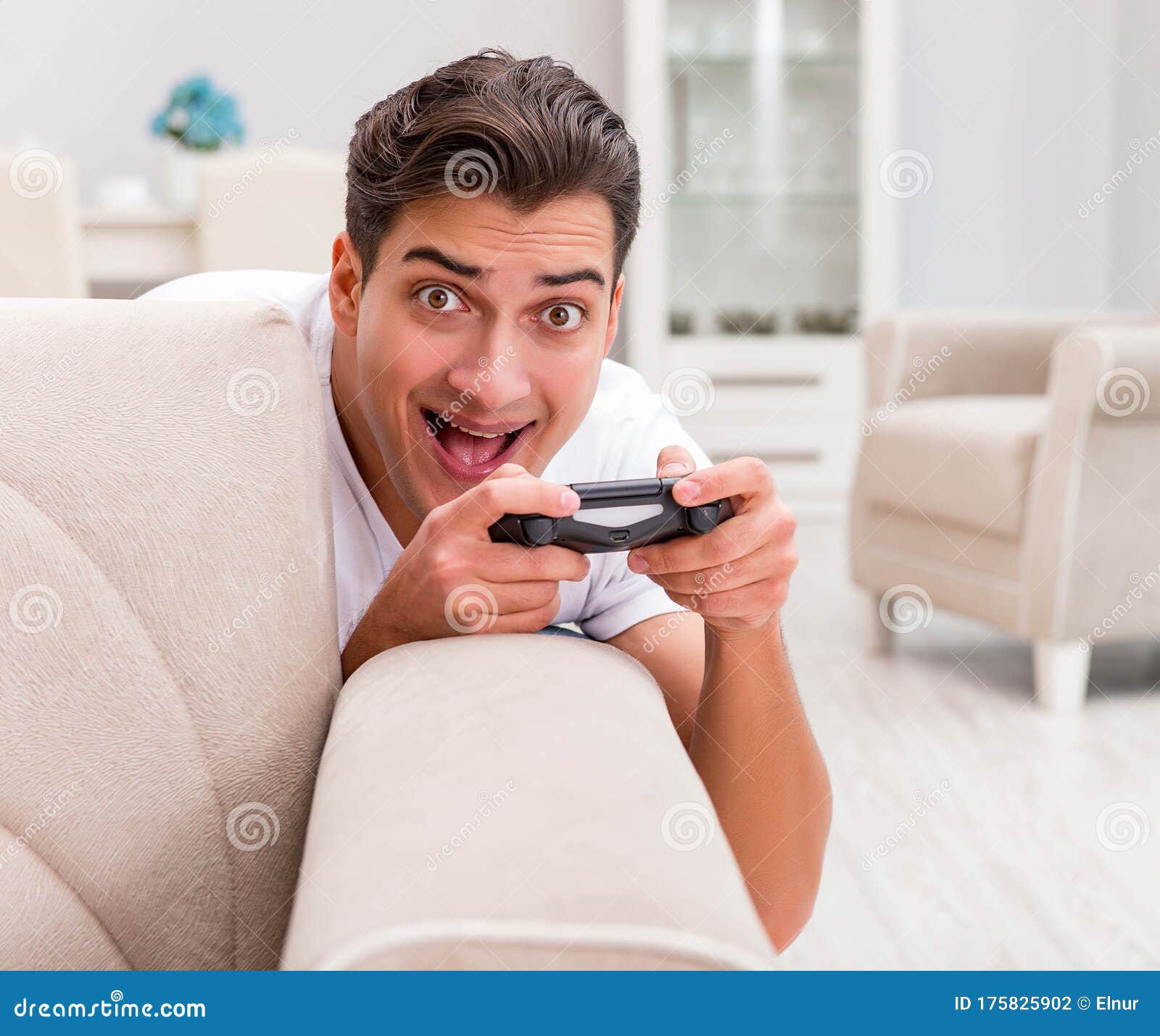 Man Addicted To Computer Games Stock Photo - Image of internet, game ...