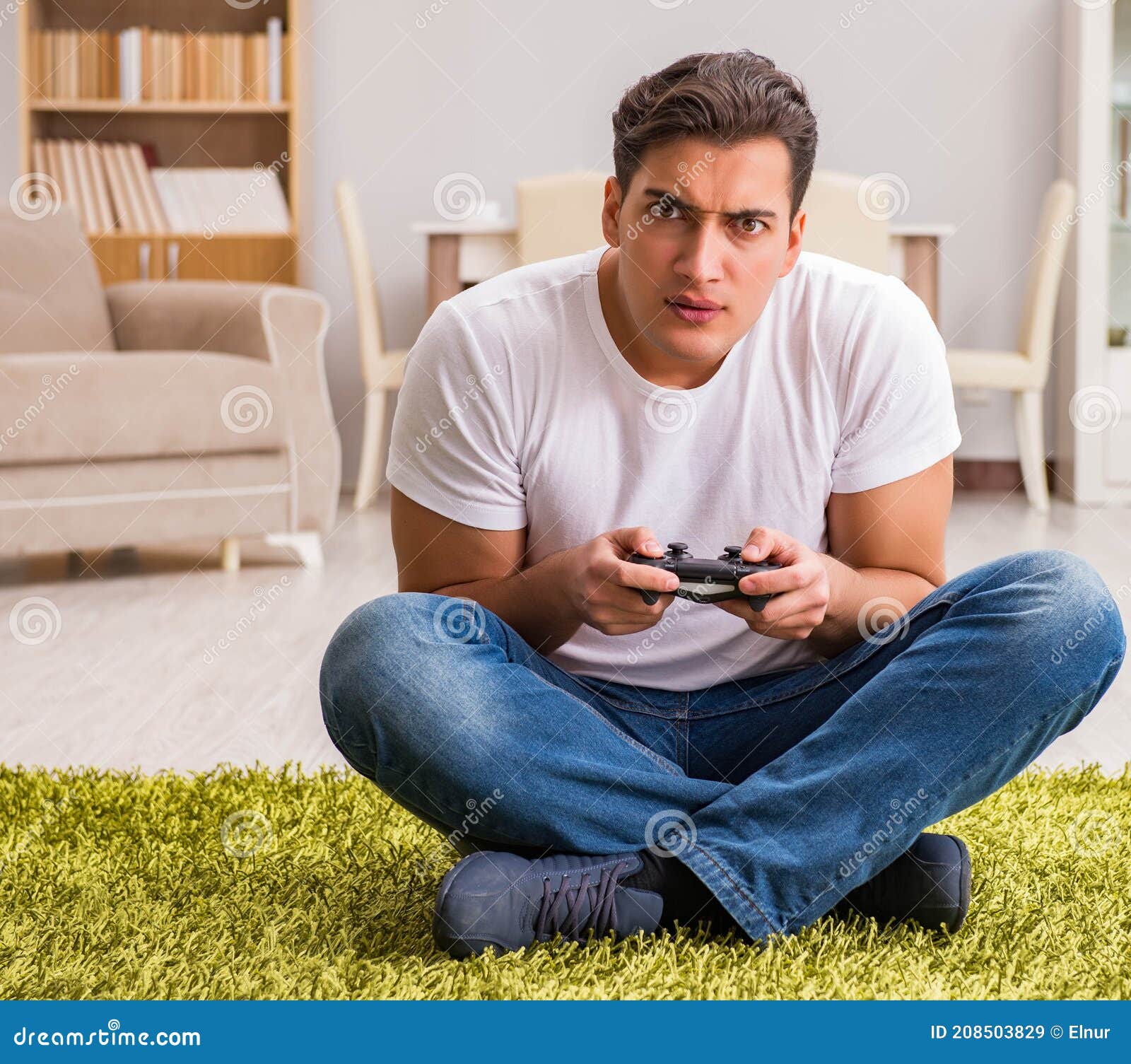 Man Addicted To Computer Games Stock Image - Image of controller, happy ...