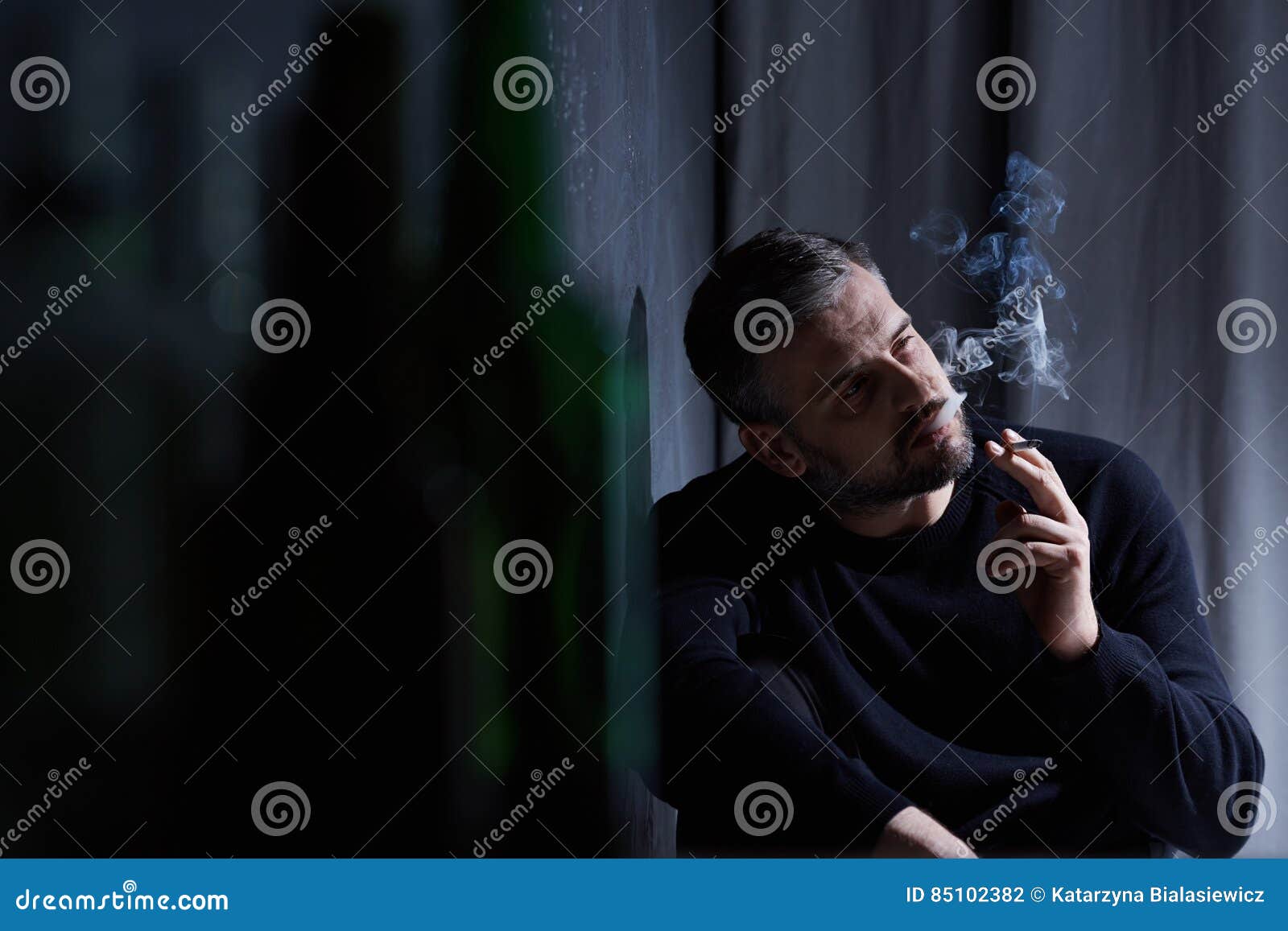 Man addicted to smoking stock photo. Image of hospital - 85102382