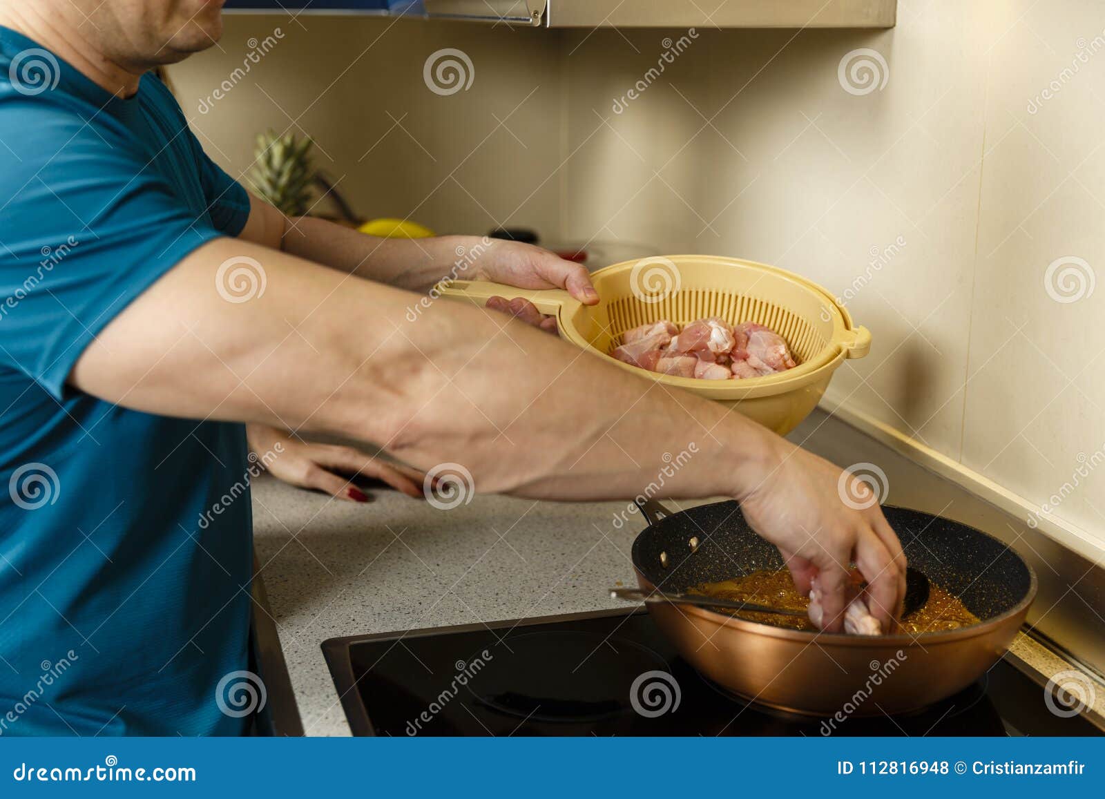 Man Adding Ingredients To Caramelized Sugar Stock Photo - Image of ...