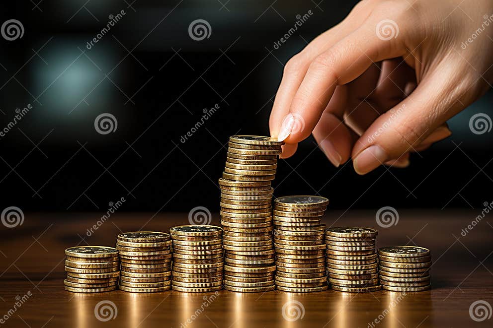 Man Adding More Money To Already Substantial Piles of Golden Coins ...
