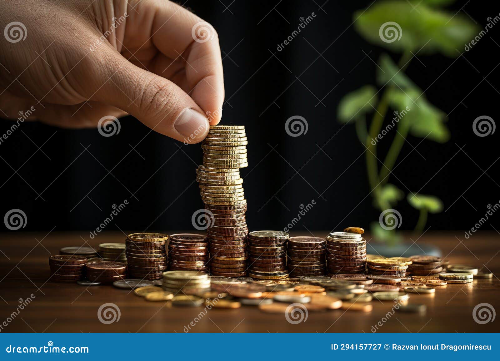 Man Adding More Money To Already Substantial Piles of Golden Coins ...