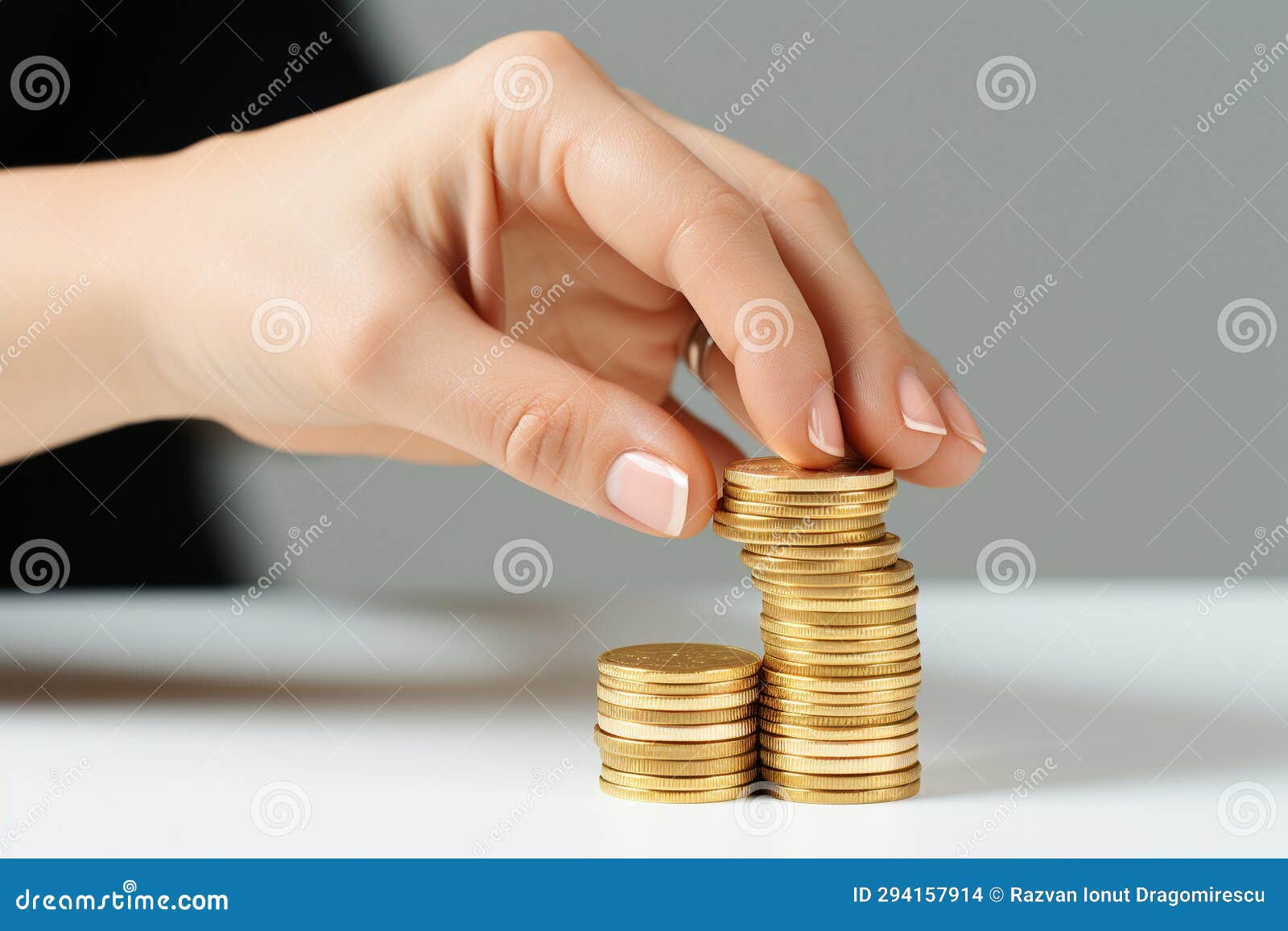Man Adding More Money To Already Substantial Piles of Golden Coins ...