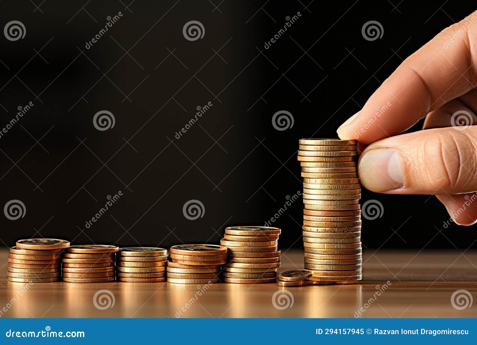 Man Adding More Money To Already Substantial Piles of Golden Coins ...