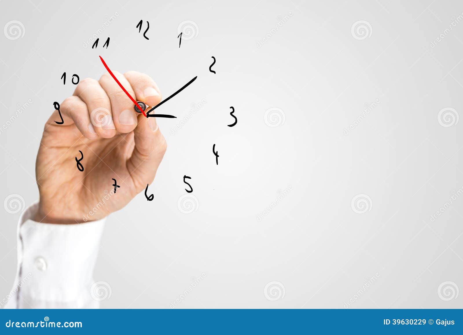 Man Adding a Second Hand To a Hand-drawn Clock Stock Image - Image of ...