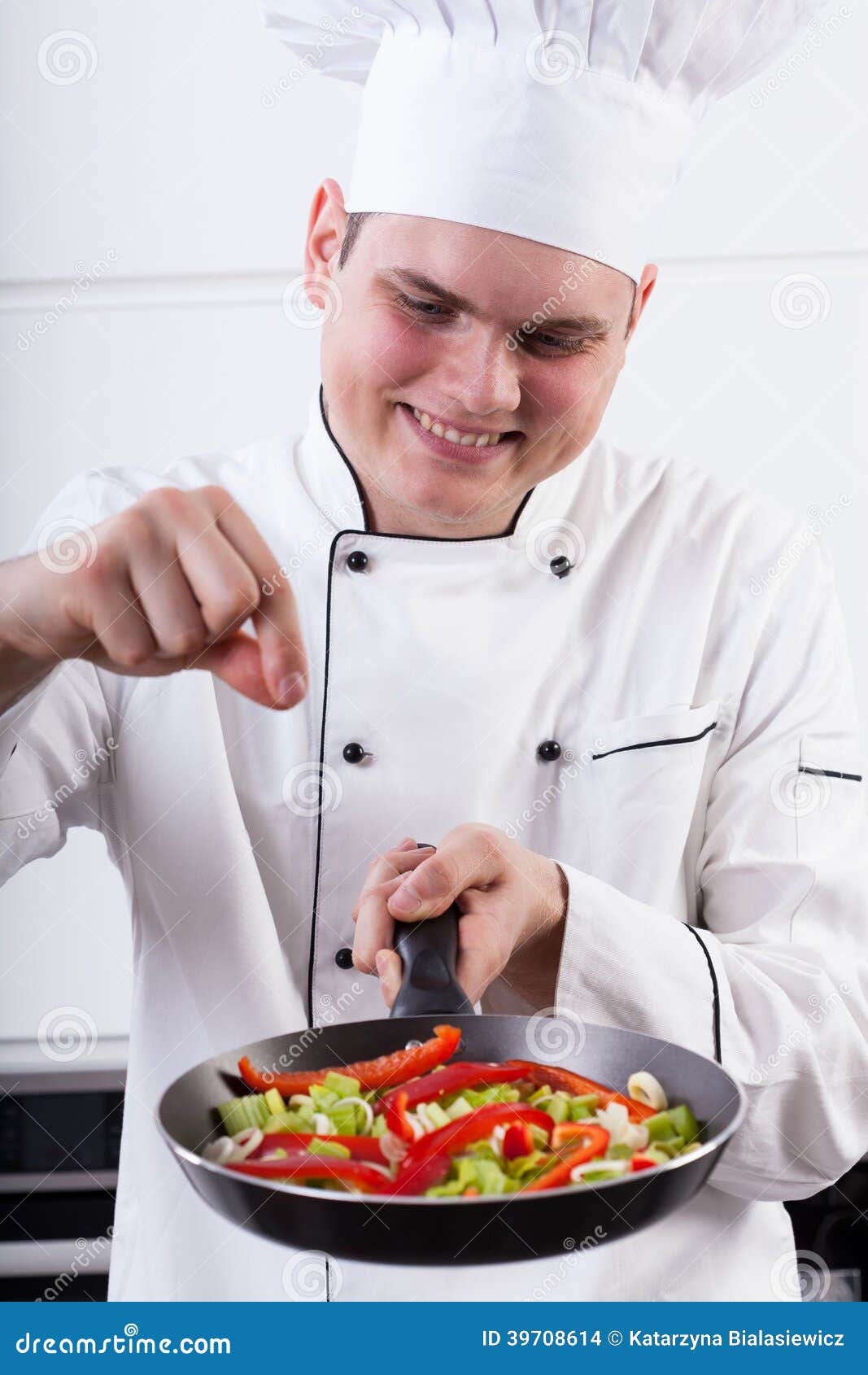 Man Adding Spices into Vegetables Stock Photo - Image of seasoning ...