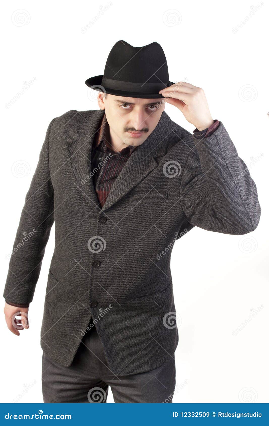 Man adjusting the hat stock image. Image of occupation - 12332509