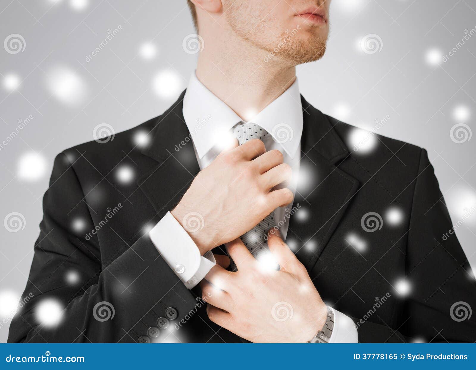 Man adjusting his tie stock image. Image of dinner, businessman - 37778165