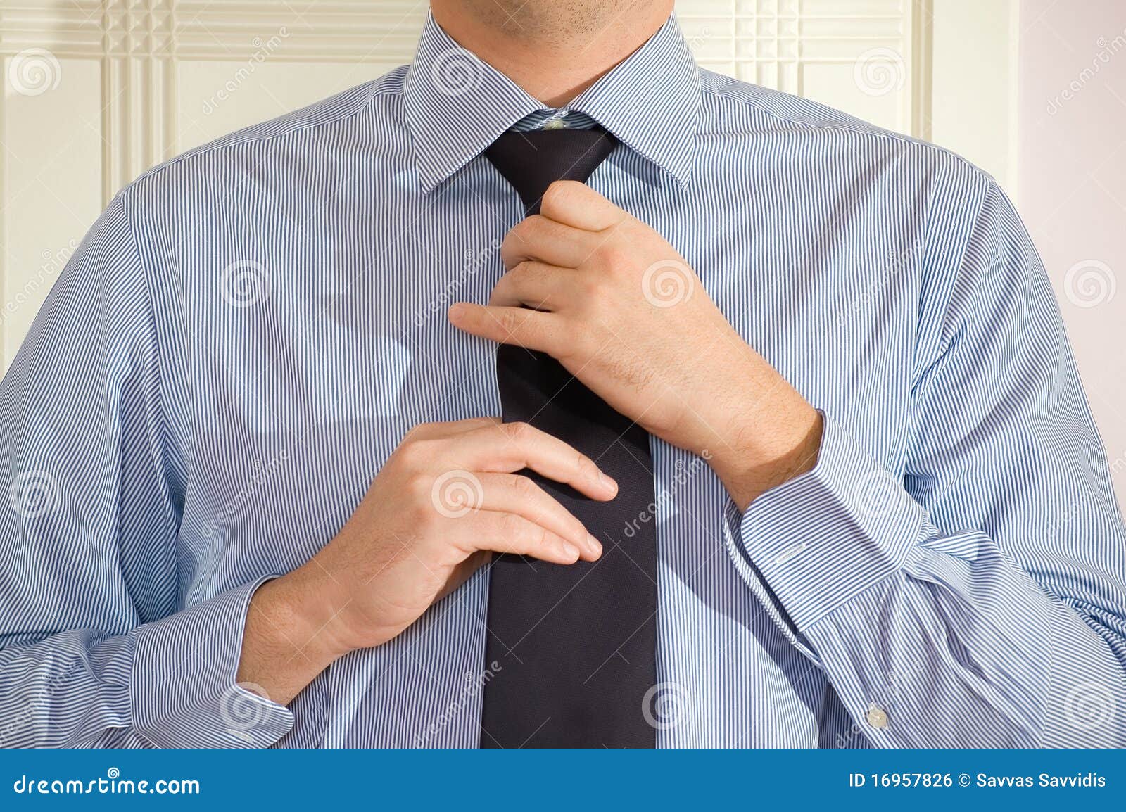 Man Adjusting Tie stock photo. Image of white, hand, work - 16957826