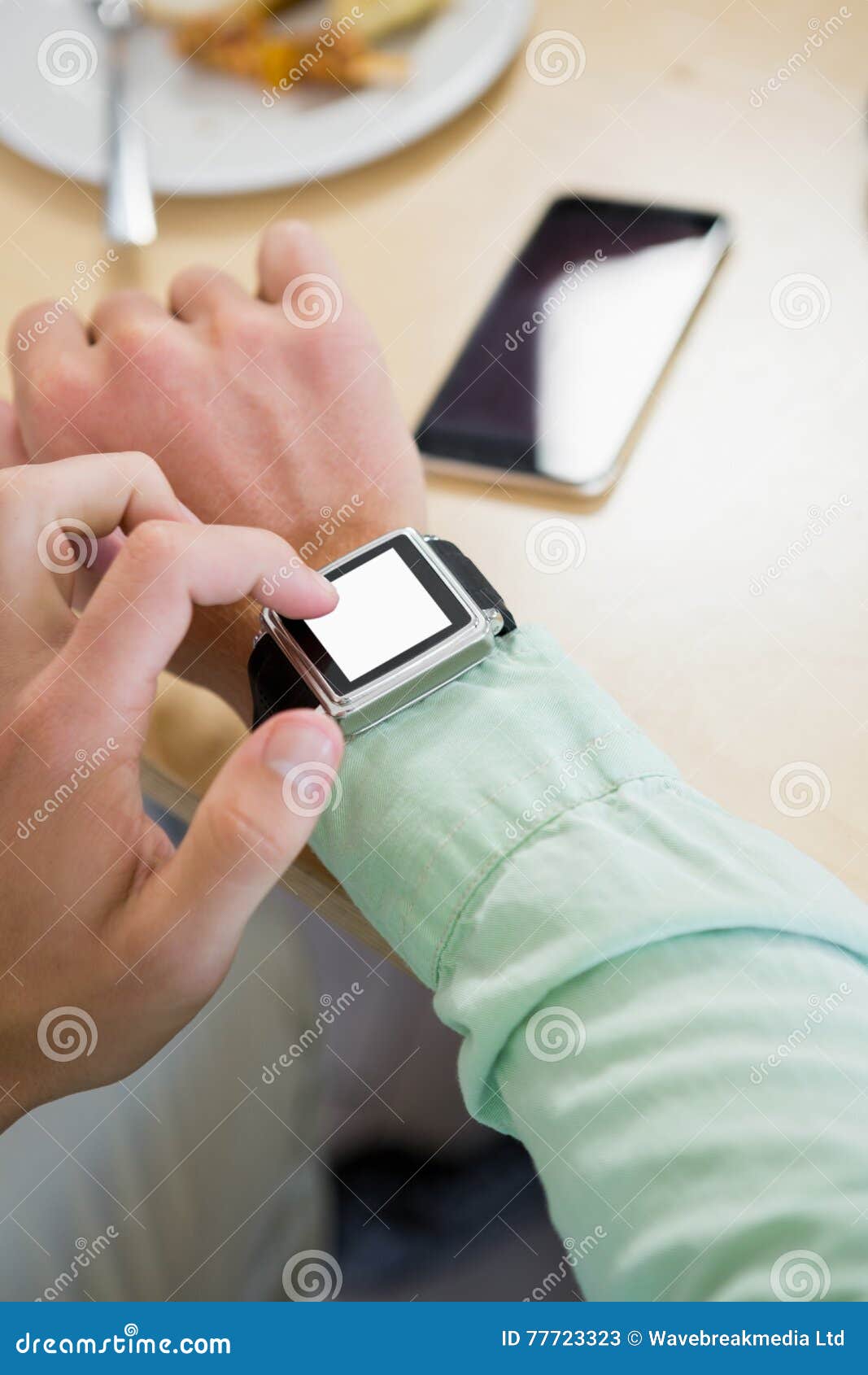 Man Adjusting Time on His Smartwatch Stock Image - Image of hand, time ...