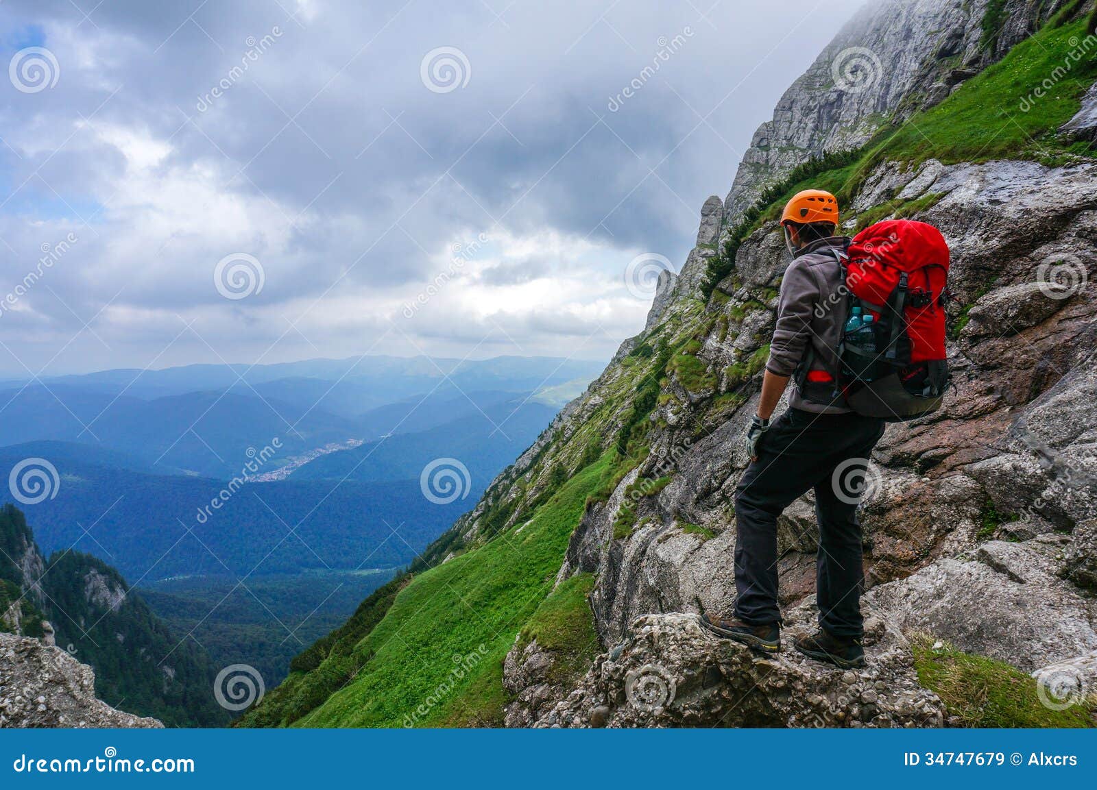 Man admiring the view stock image. Image of blue, peak - 34747679