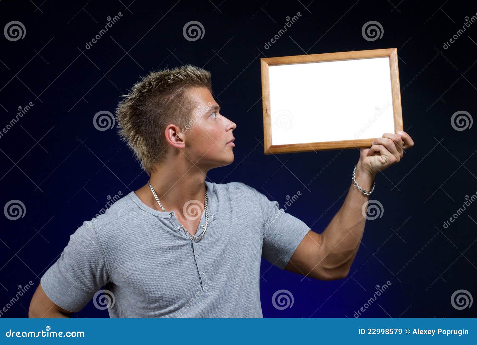 Man with advertising board stock image. Image of advertising - 22998579