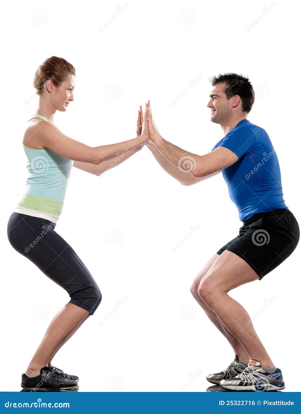 Man Aerobic Trainer Positioning Woman Workout Stock Photo - Image of ...