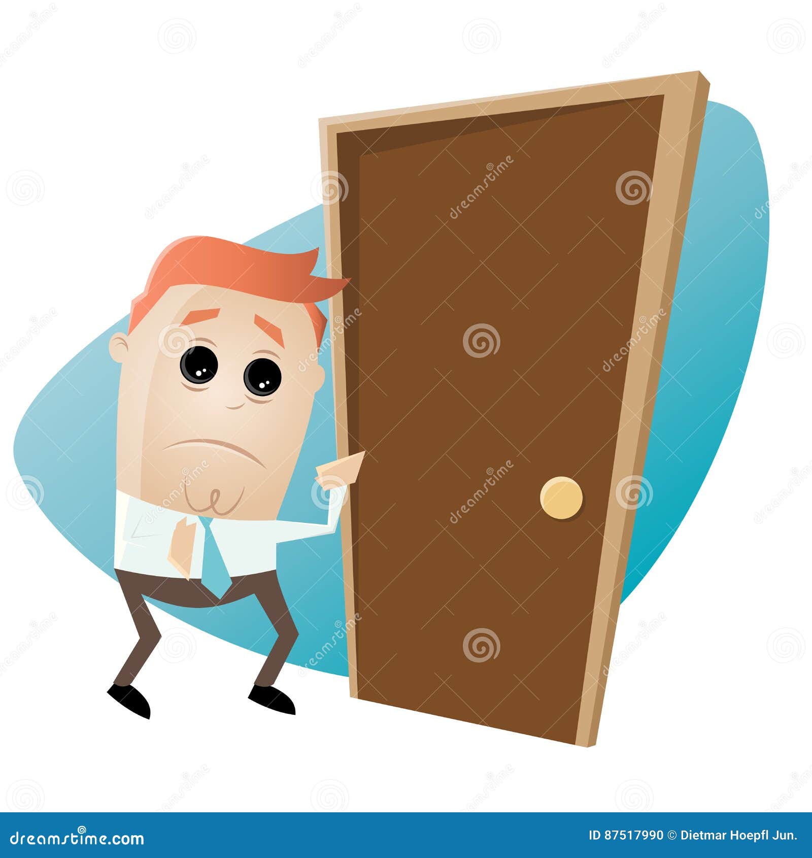 Salesman Knocking On A Door, Illustration Cartoon Vector ...