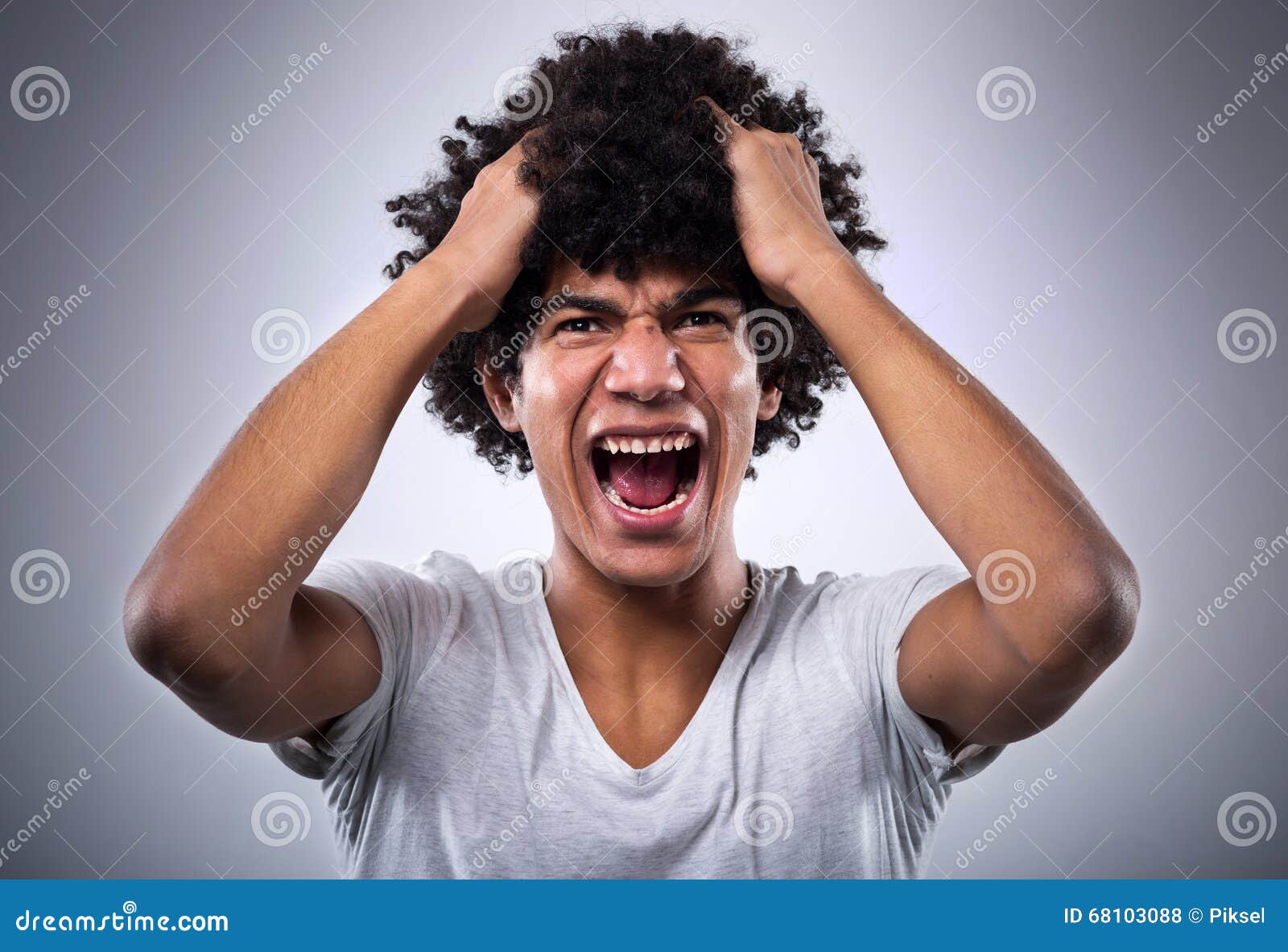 Man with afro shouting stock photo. Image of ethnicity - 68103088