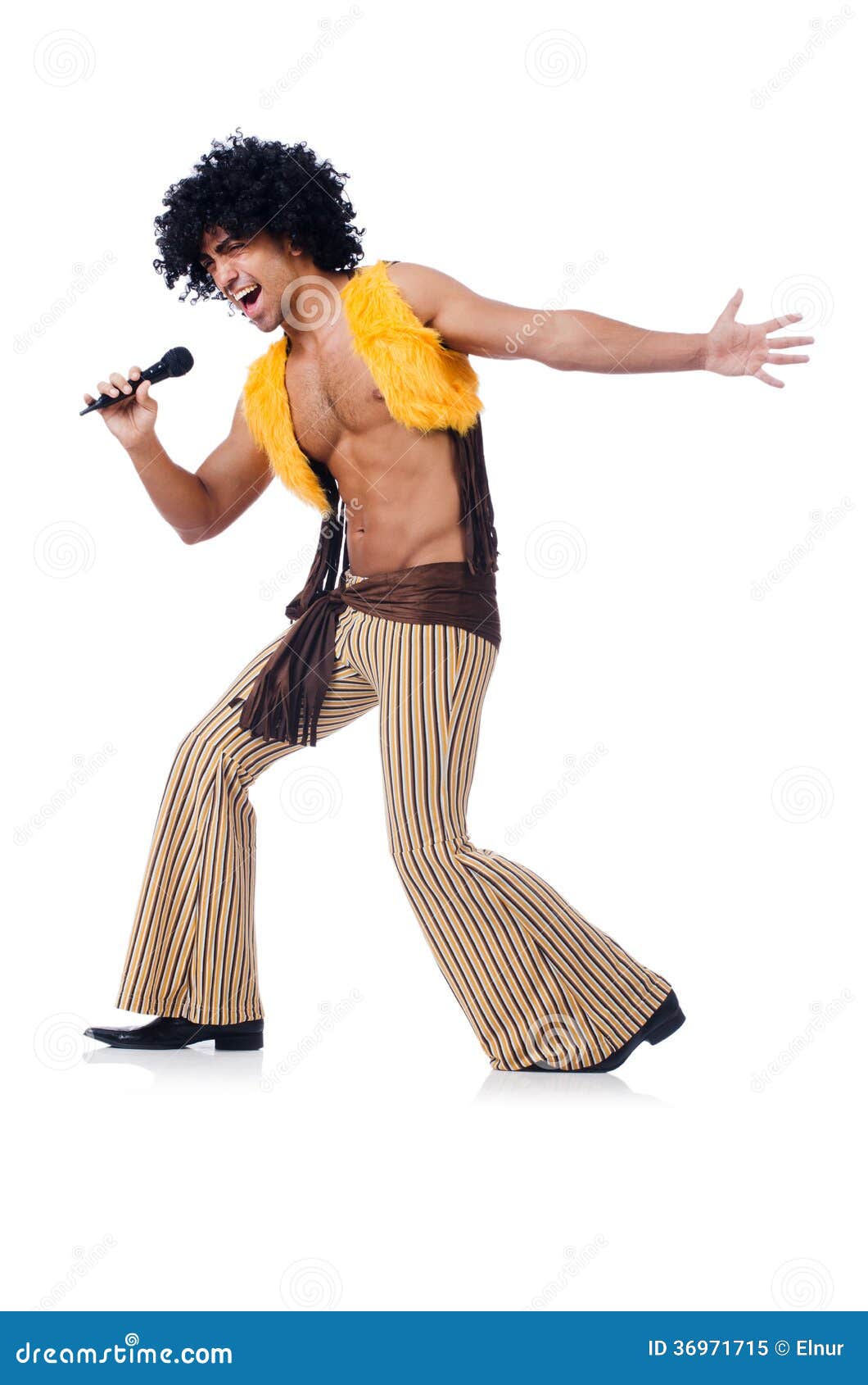 Man with afrocut and mic stock image. Image of person - 36971715