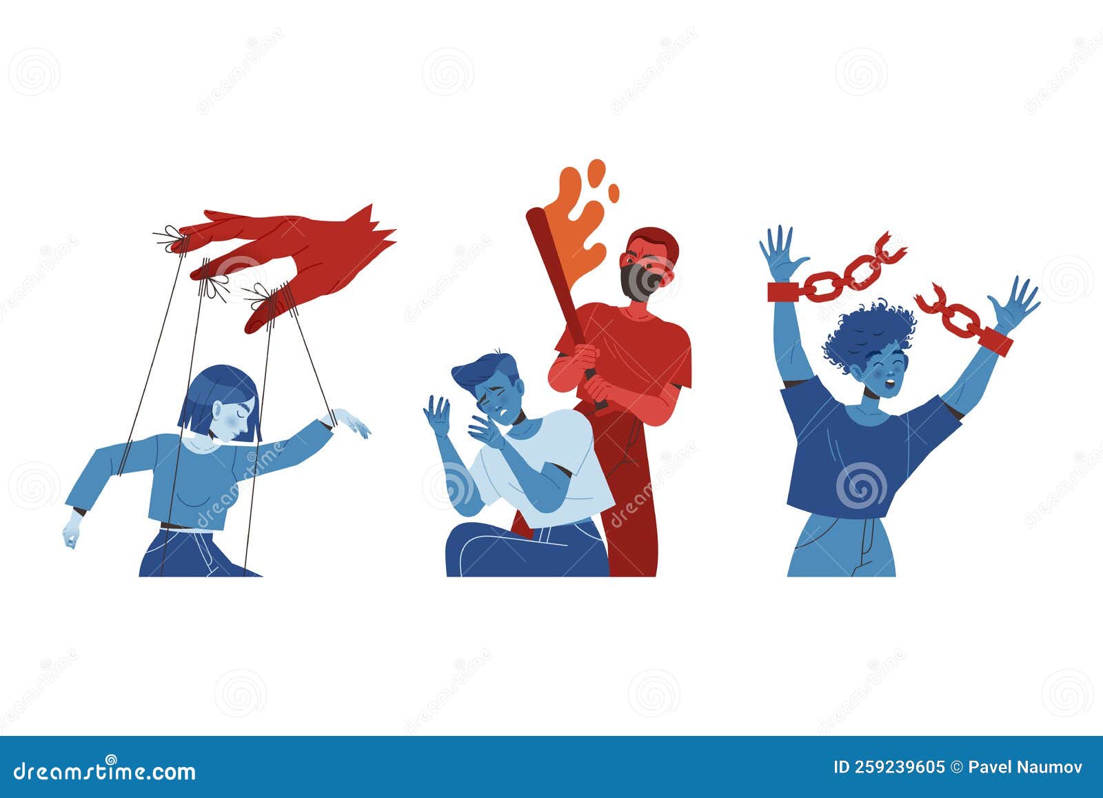 Man Aggressor Beating Victim With Bat And Pulling Strings Manipulating ...