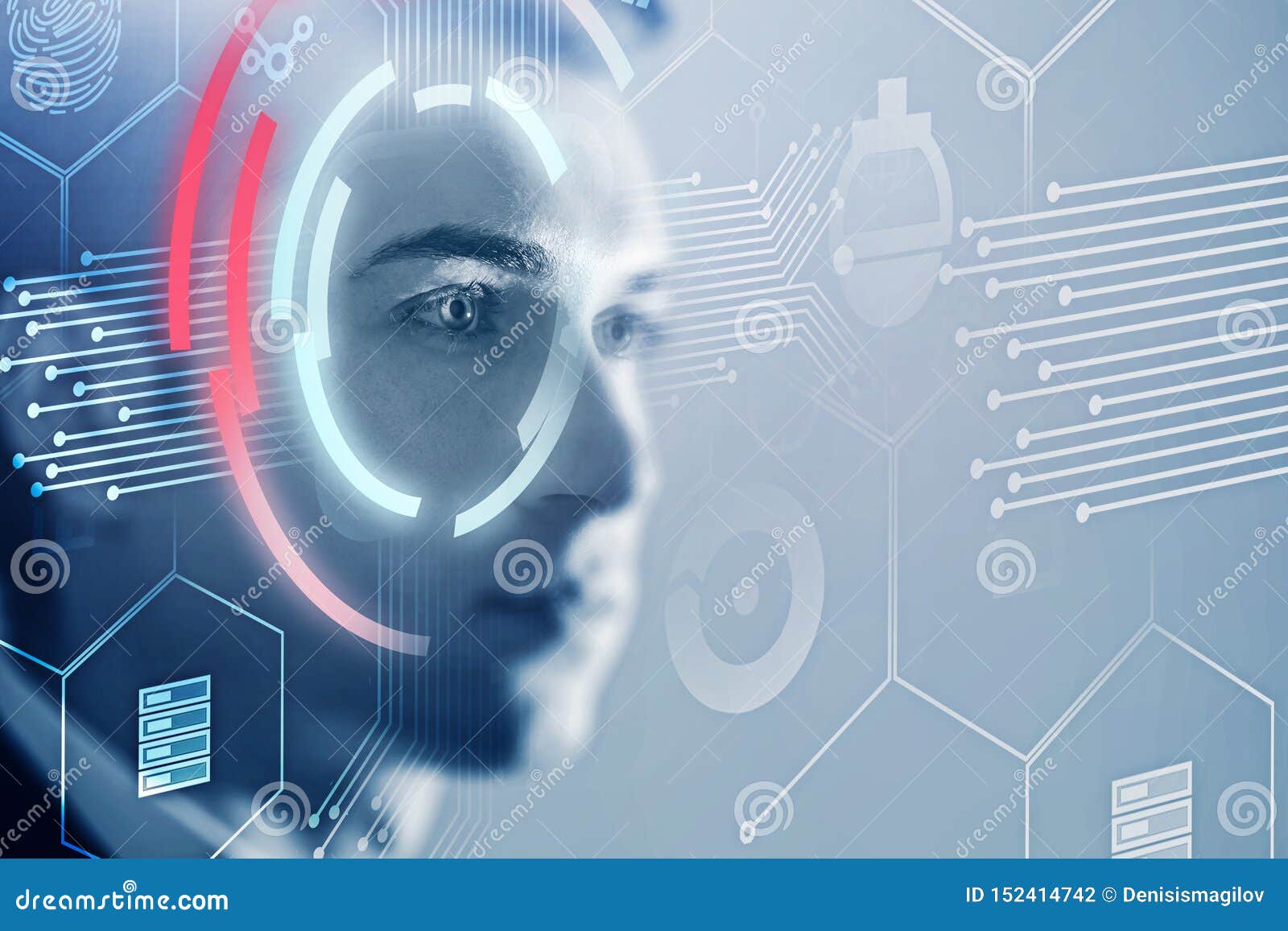 Man and AI HUD Business Interface Stock Photo - Image of entrepreneur ...