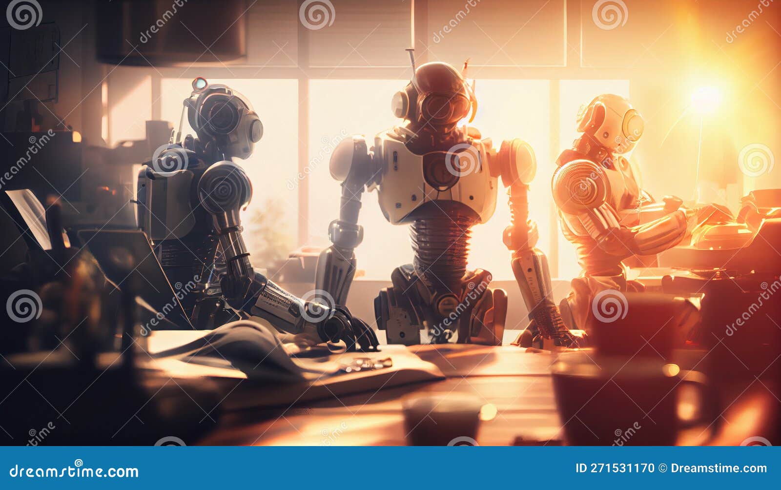 Man an Ai Robot Compete for Work, AI Based Stock Illustration ...