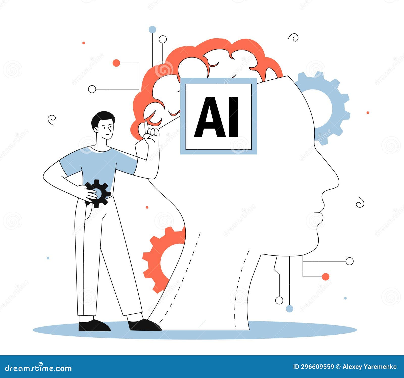 Man with AI vector line stock vector. Illustration of innovation ...