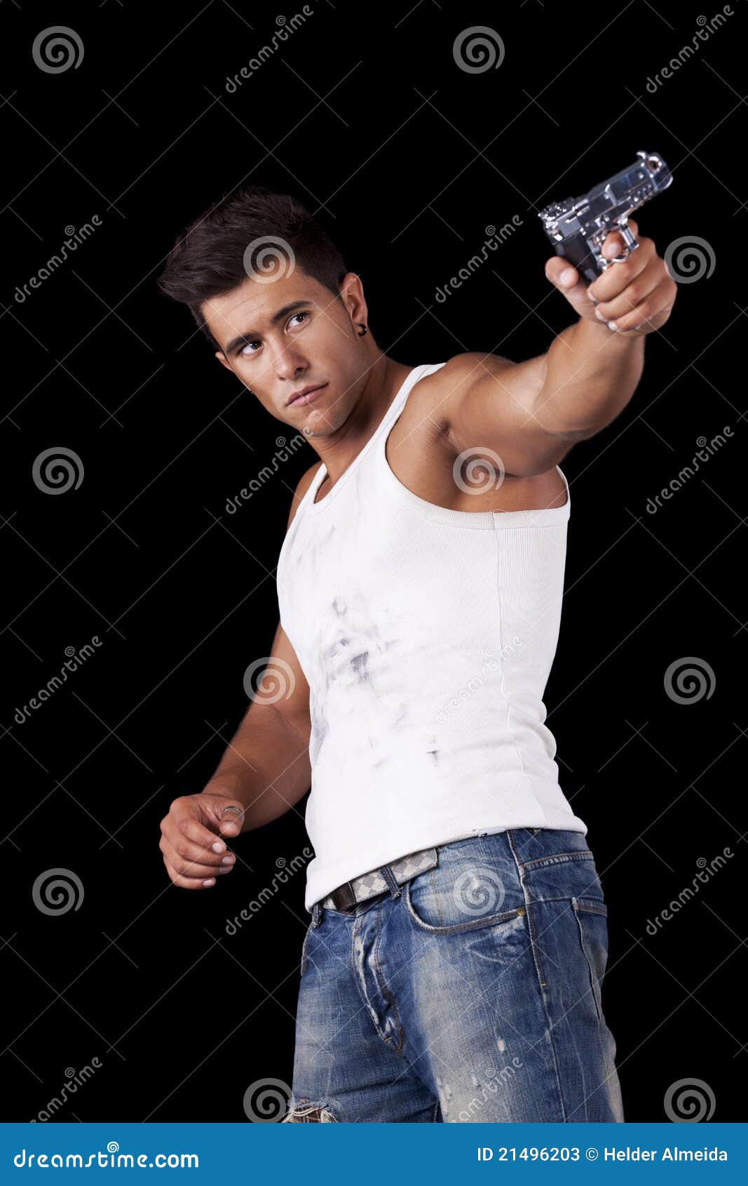Man aiming a handgun stock image. Image of male, caucasian - 21496203