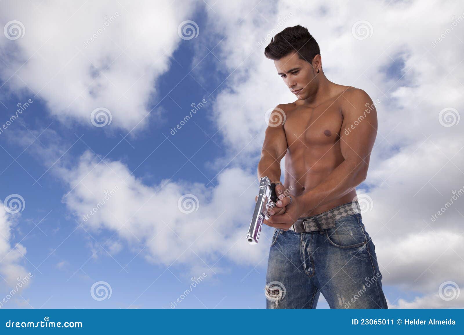 Man aiming a handgun stock image. Image of gangster, caucasian - 23065011