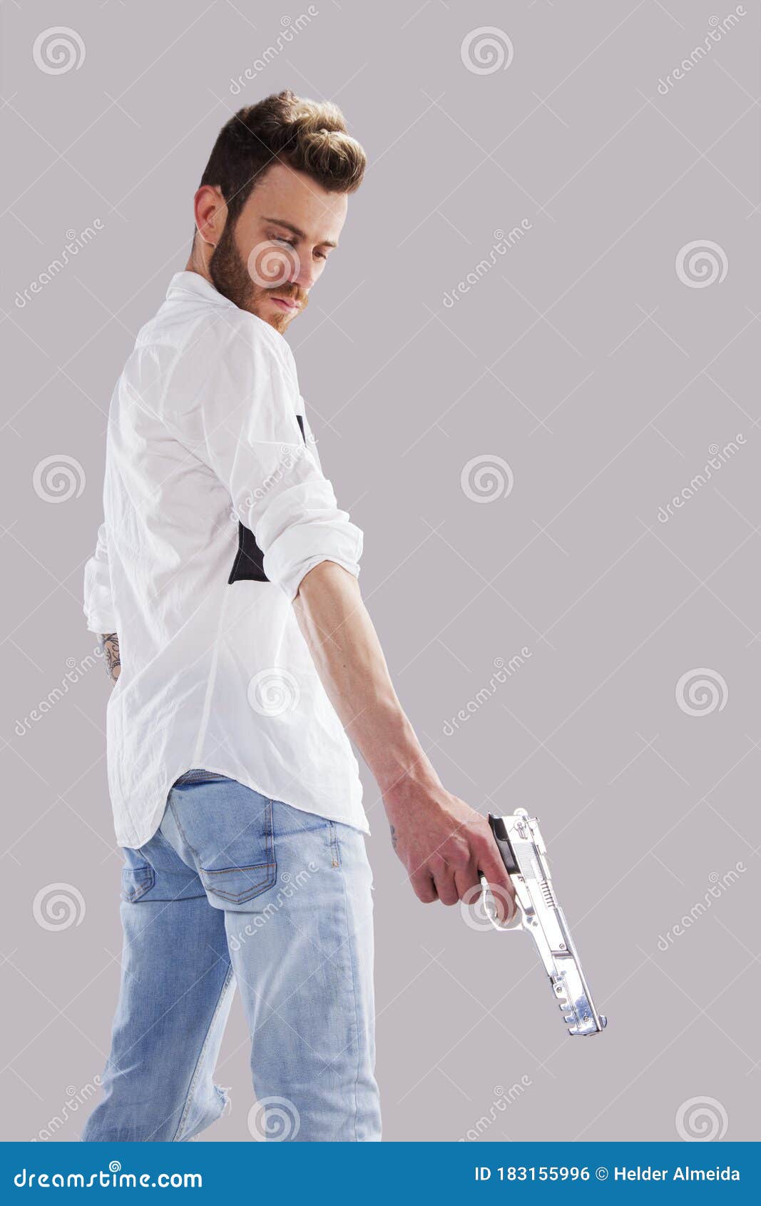 Man aiming a handgun stock photo. Image of energy, male - 183155996
