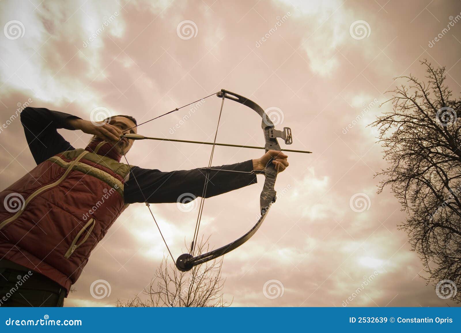 Man aiming target stock image. Image of arrow, dramatic - 2532639